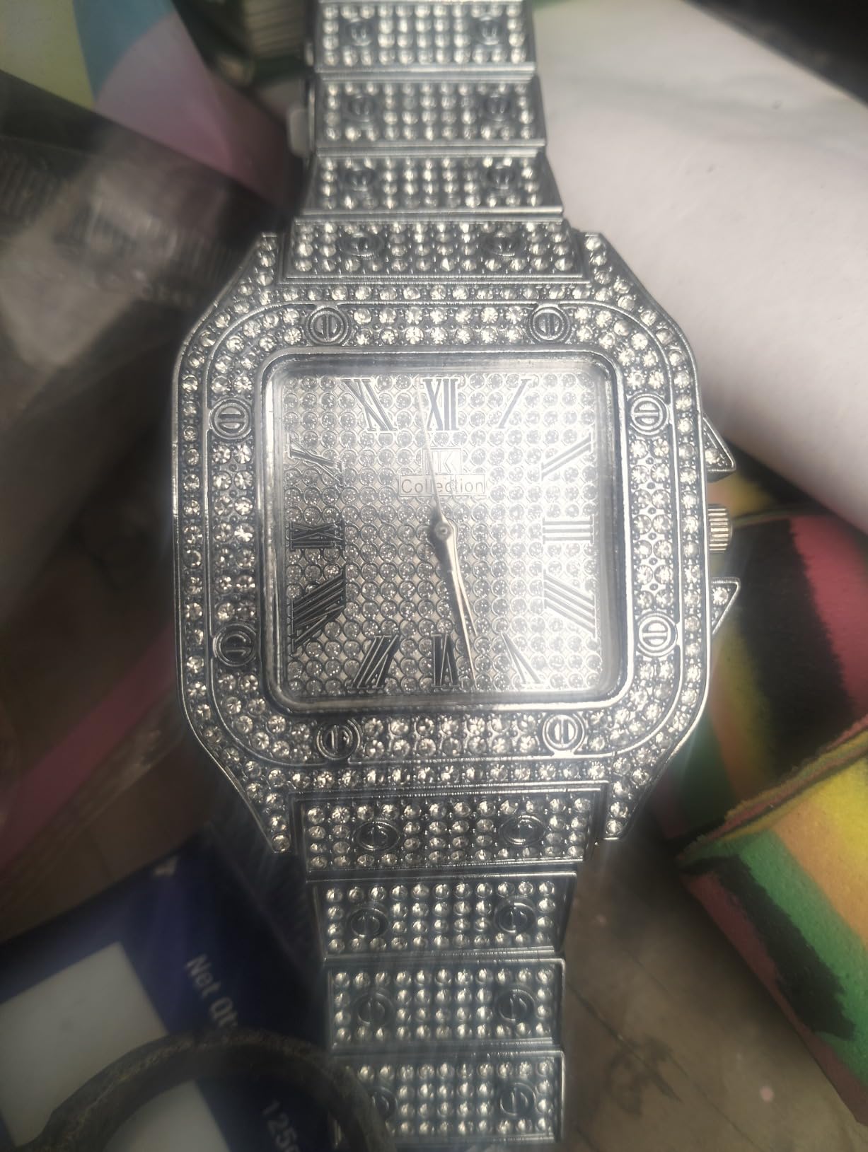 Buy Generic Stainless Steel Mens Analog Full Dial Diamond Square Trendy ...