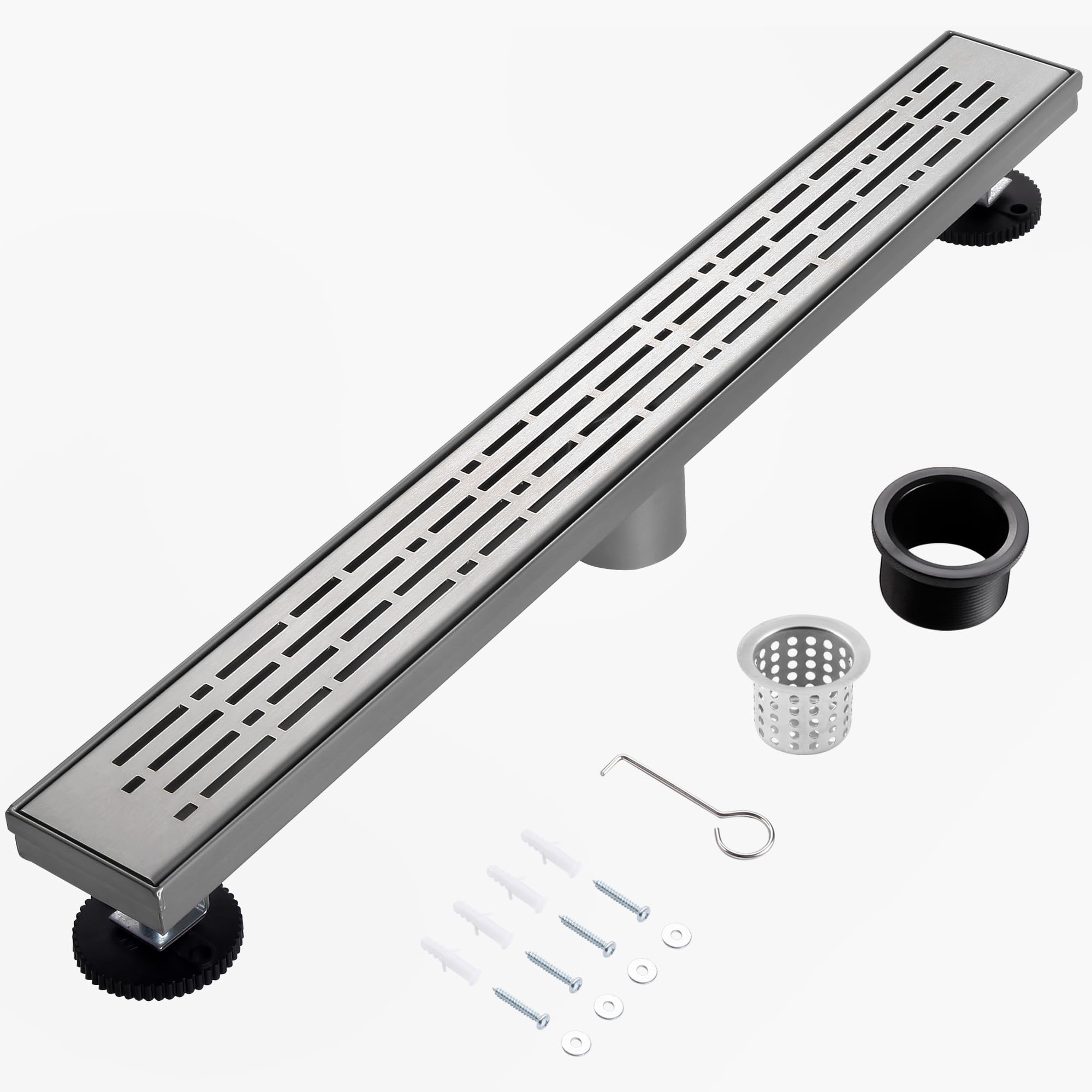 muschbath 48 Inch Linear Shower Drain, Brushed Nickel Shower Drain ...