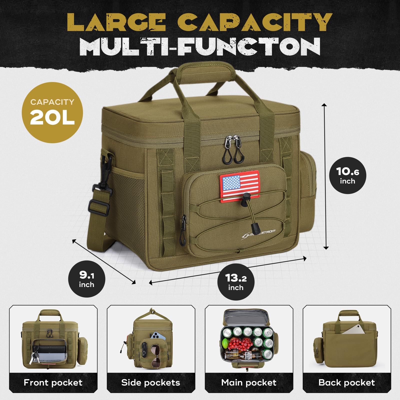 Maelstrom Large Tactical Lunch Box for Men,Insulated Lunch Bag ...