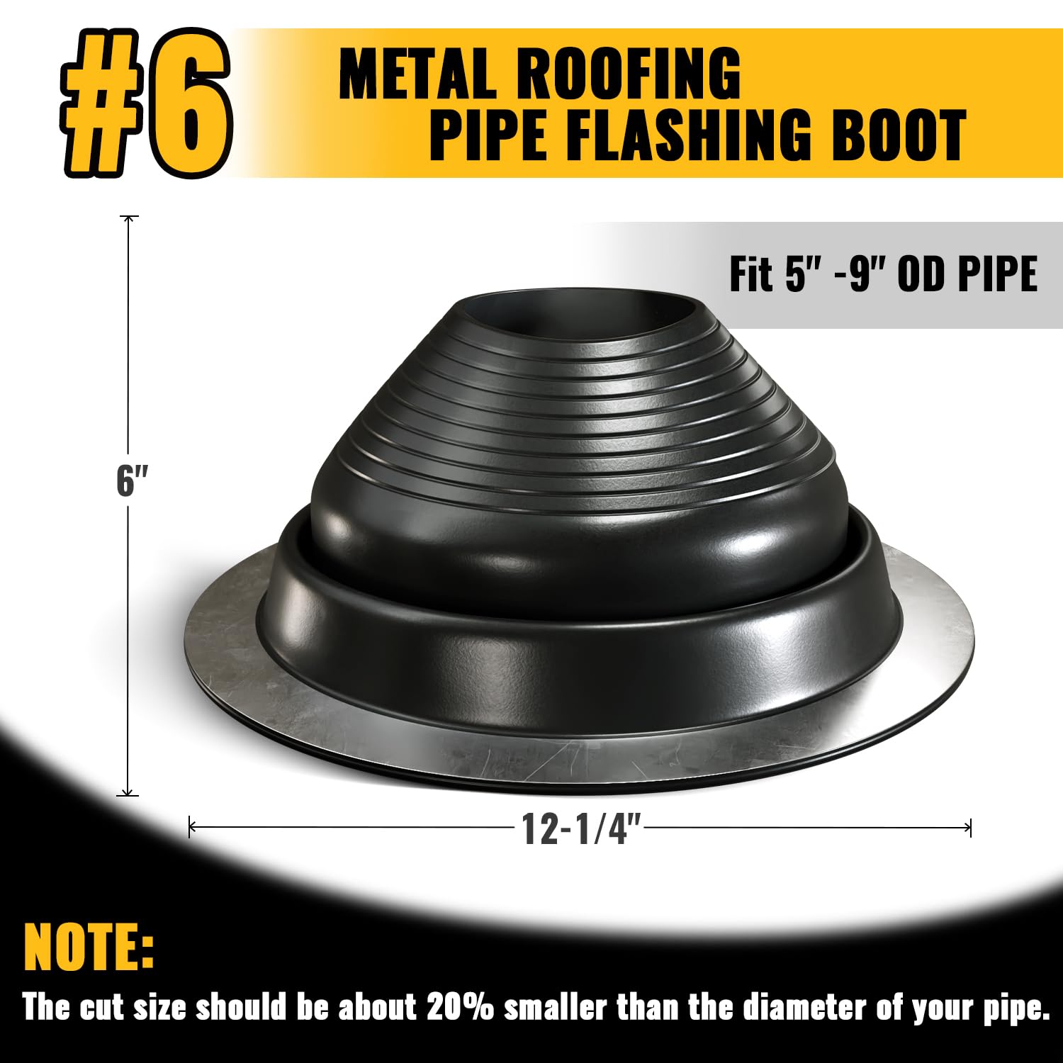 Snapklik.com : #6 EPDM Metal Roof Pipe Flashing Boot, Flexible Roof ...