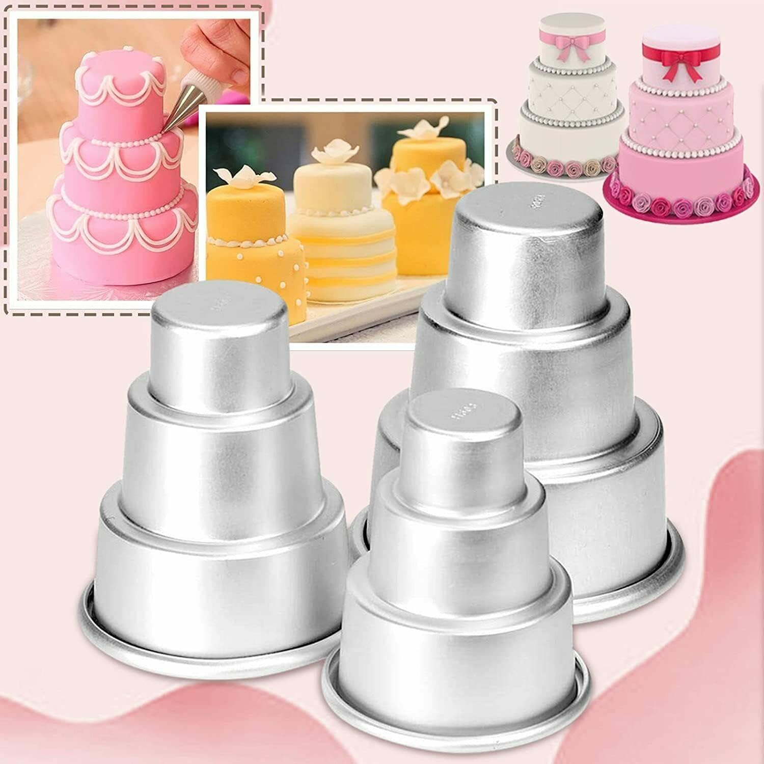 Amazon.com: Mity rain 6 Cavities Mini 3 Tier Cake Silicone Pan - Multi ...