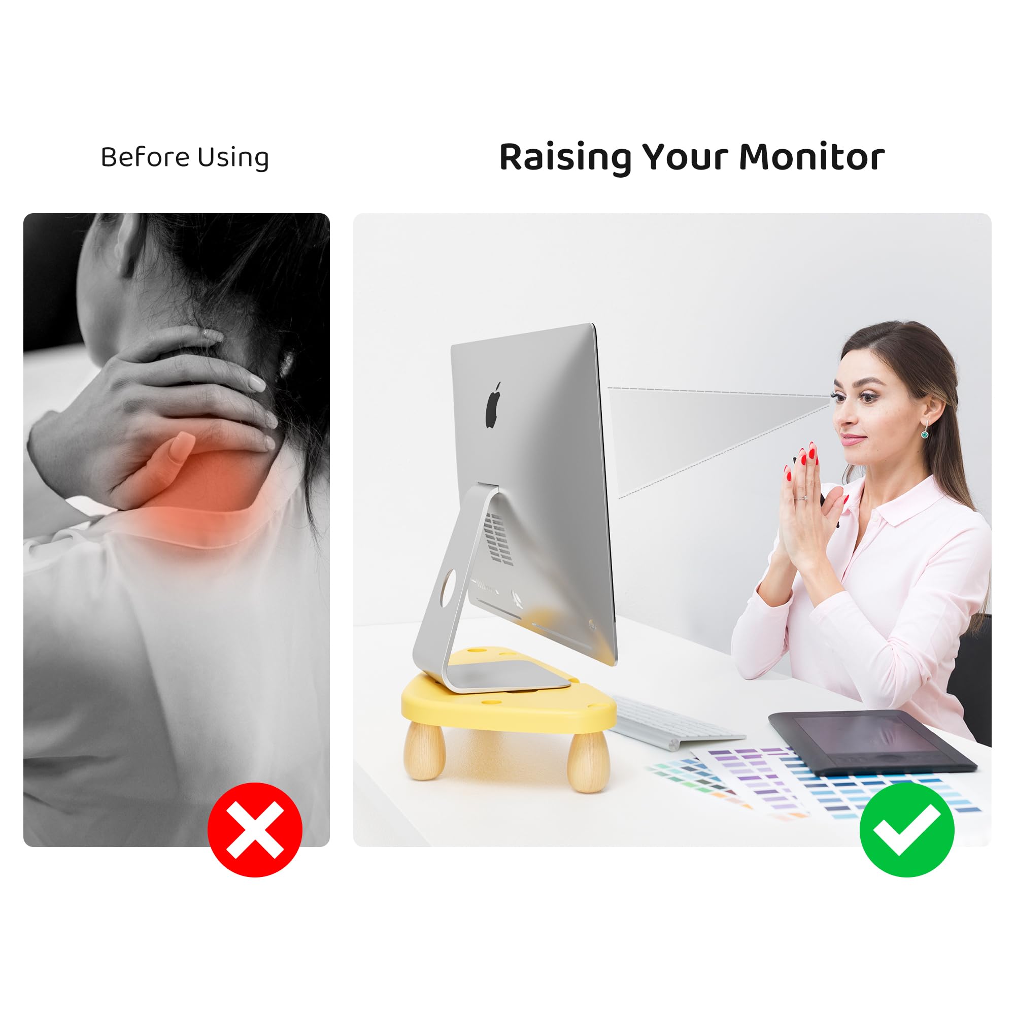 Snapklik.com : Cute Monitor Stand Riser,Cheese-Shaped Sturdy Desktop ...