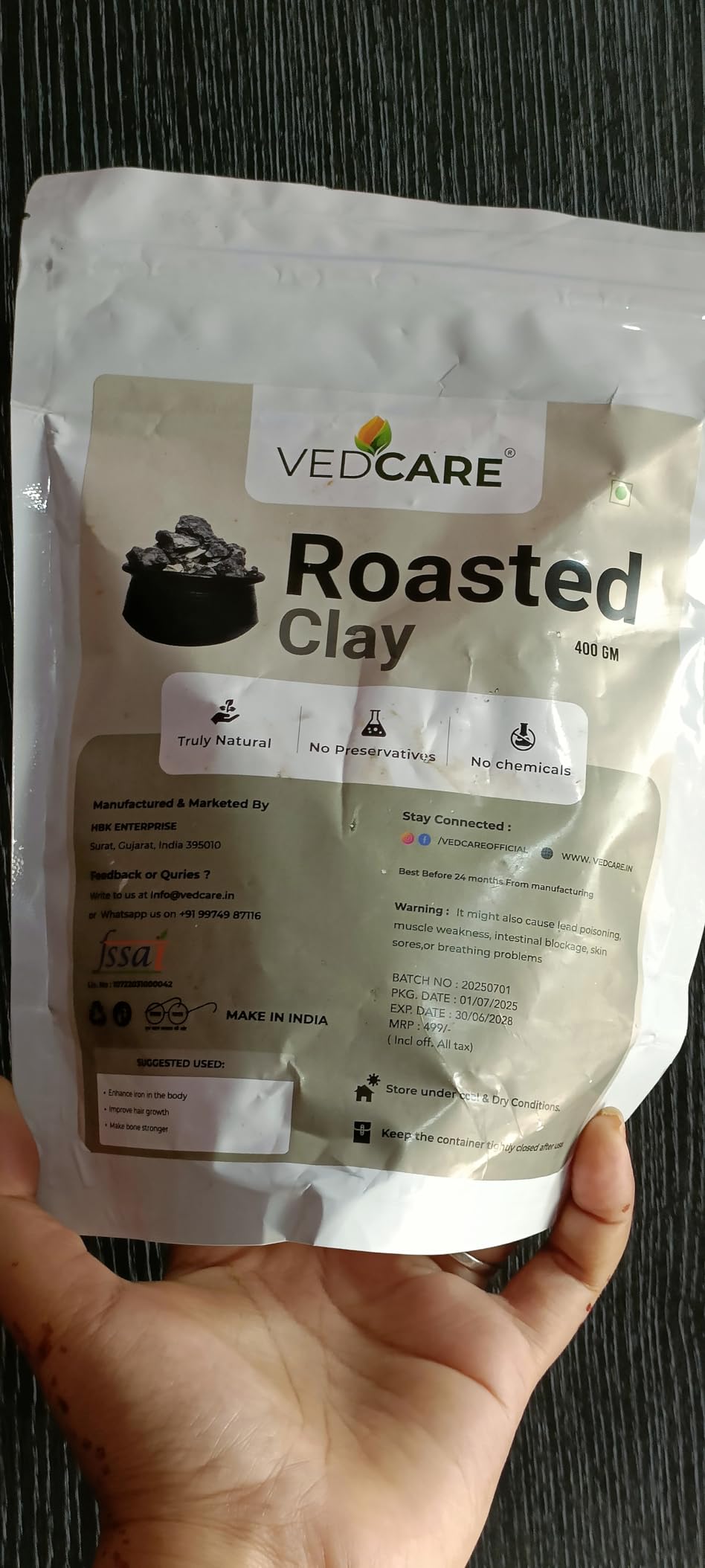 Vedcare Indian Edible Roasted Clay | Bhutdo | Khadi | Mitti | Butter ...