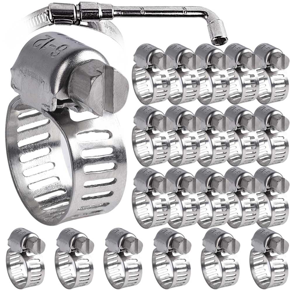 Amazon.com: SMLCON 22 Pack Stainless Steel Hose Clamps - Adjustable 1/4 ...