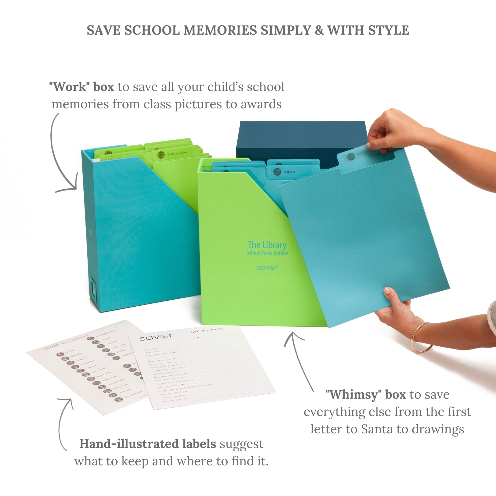 Snapklik.com : Savor Deluxe School Years Keepsake Box Fabric Bound Acid-Free Childhood Memory ...