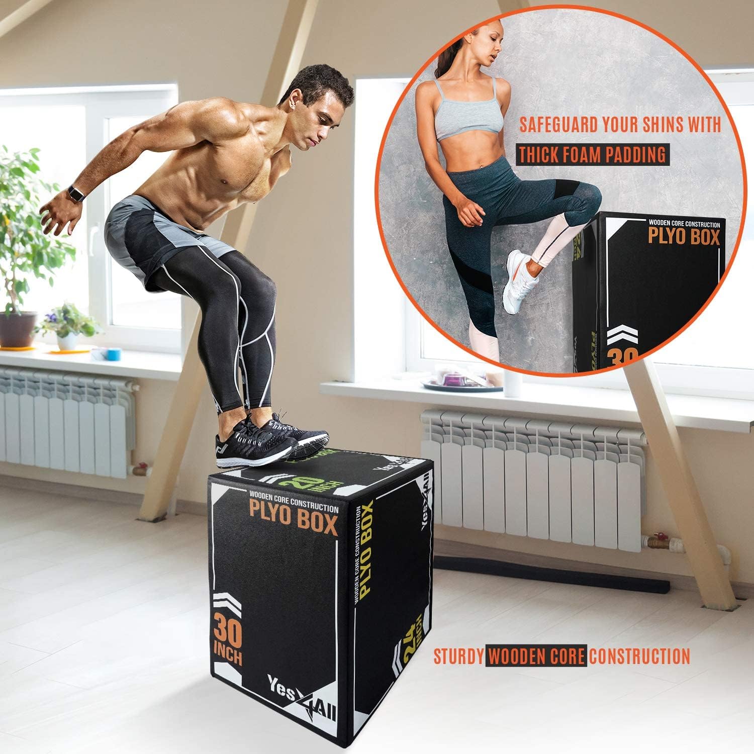 Snapklik.com : Yes4All 3 In 1 Soft Plyo Box Wooden Core