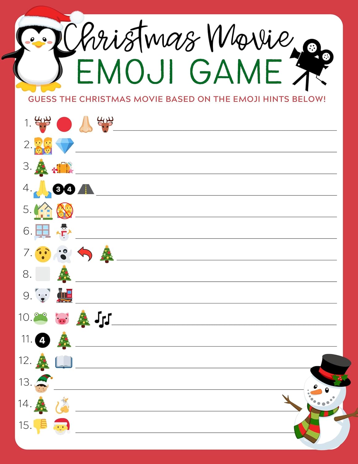 Juego de adivinanzas con imágenes de Emoji de película de Navidad ...