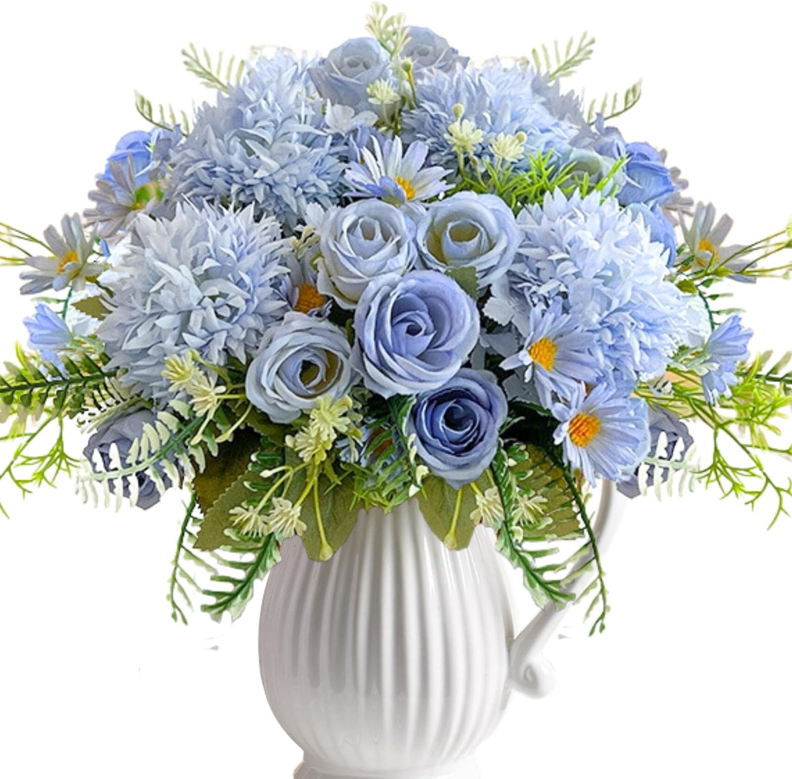 Amazon.com: ASTRYAS Artificial Flowers, 4Pcs Blue Flowers Silk ...