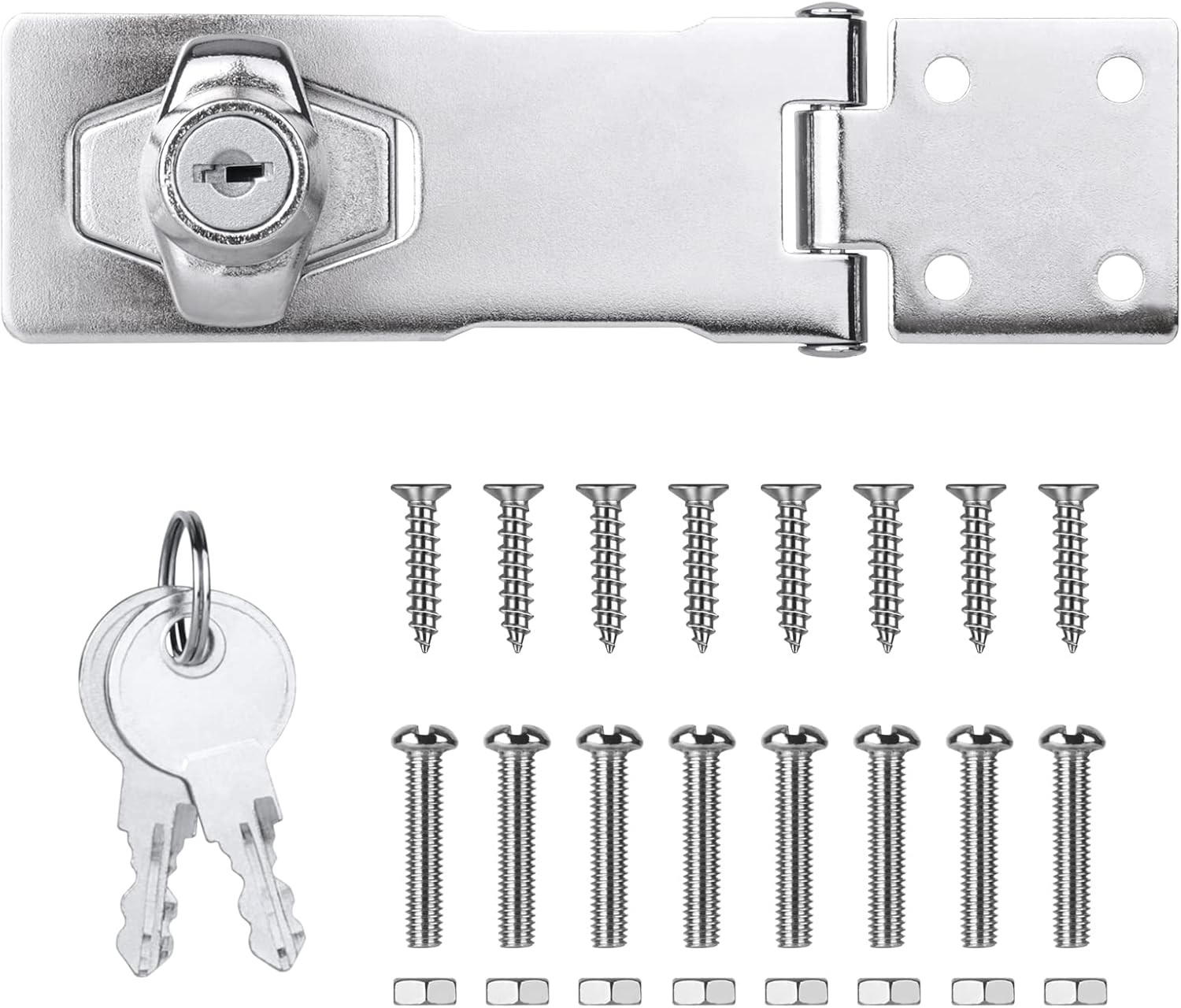 Sinofort Hasp Lock with Key Silvery Shed Lock Metal Lasp and Staple ...