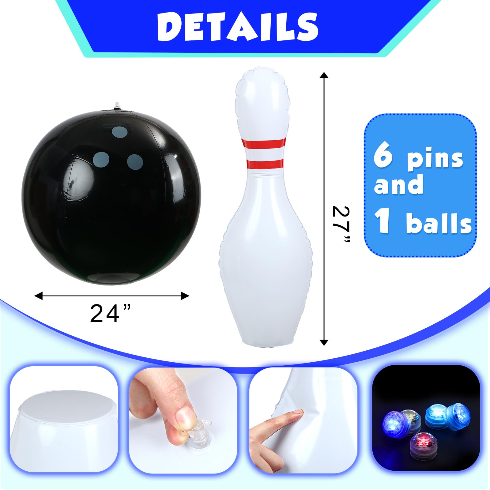 Snapklik.com : Poen 7 Pcs Glow In The Dark Giant Inflatable Bowling Set ...