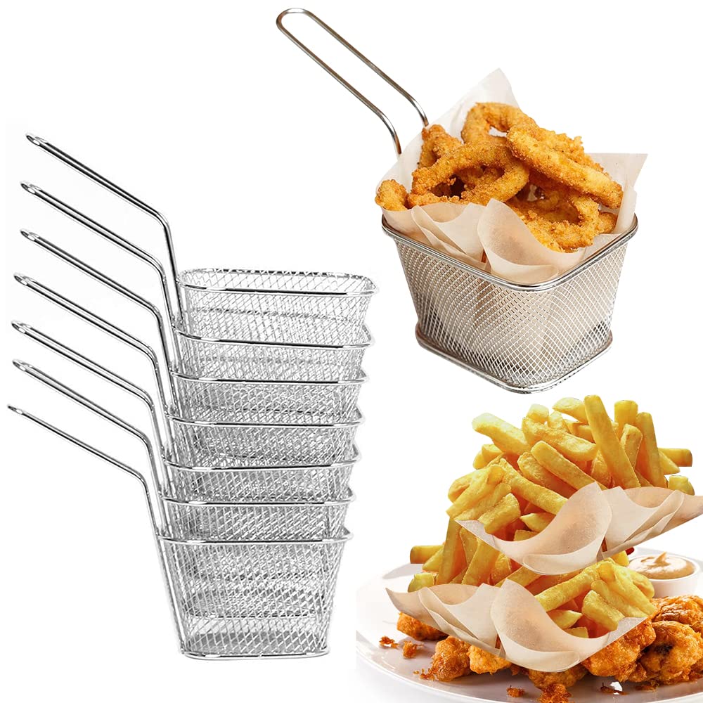 CYNNXIA Chip Serving Frying Baskets 8 Pcs Mini Chip Baskets with Handle ...