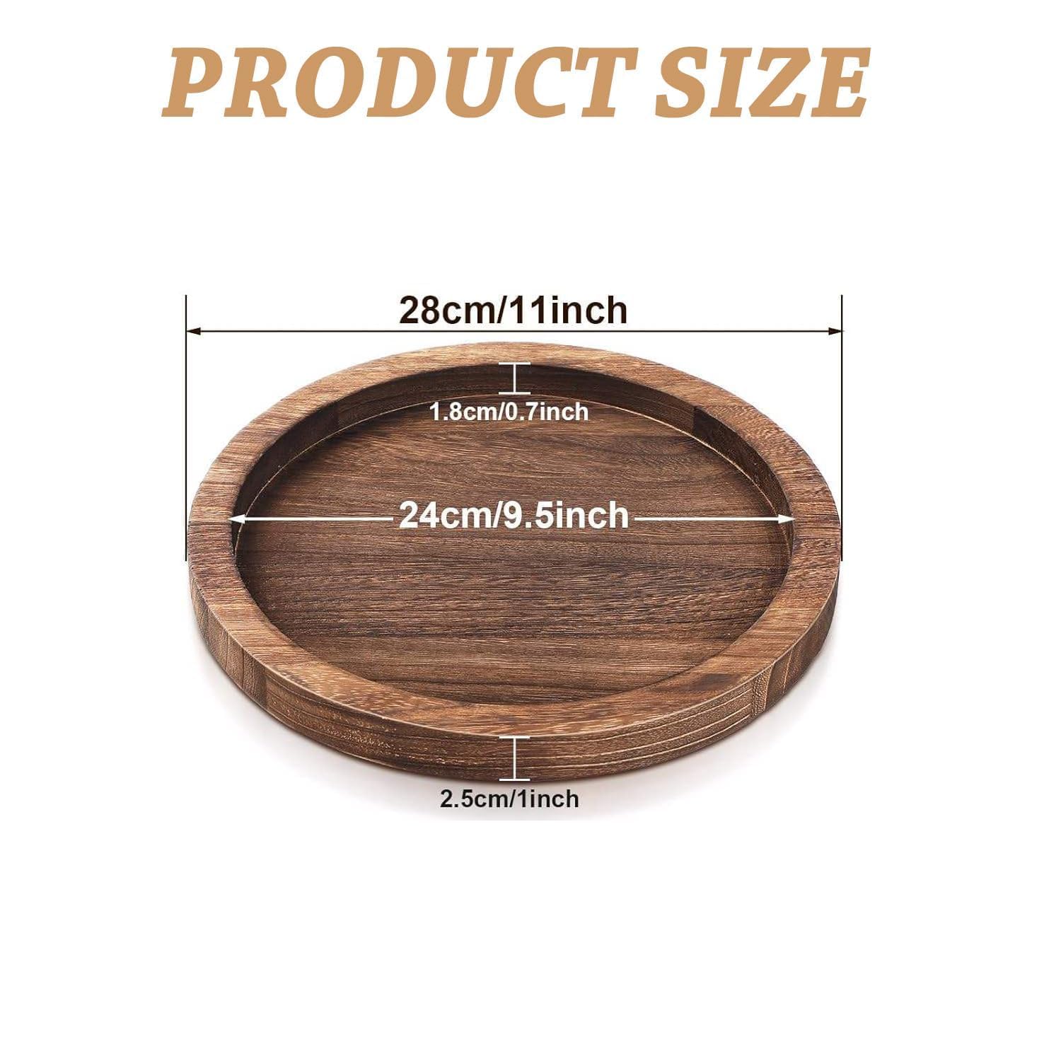 Snapklik.com : Round Wooden Serving Tray For Decor, 11" Kitchen Table ...