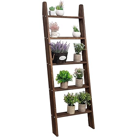 Amazon.com: Rustic 5-Tier Wall-Leaning Wood Loadder Towel Racks for ...