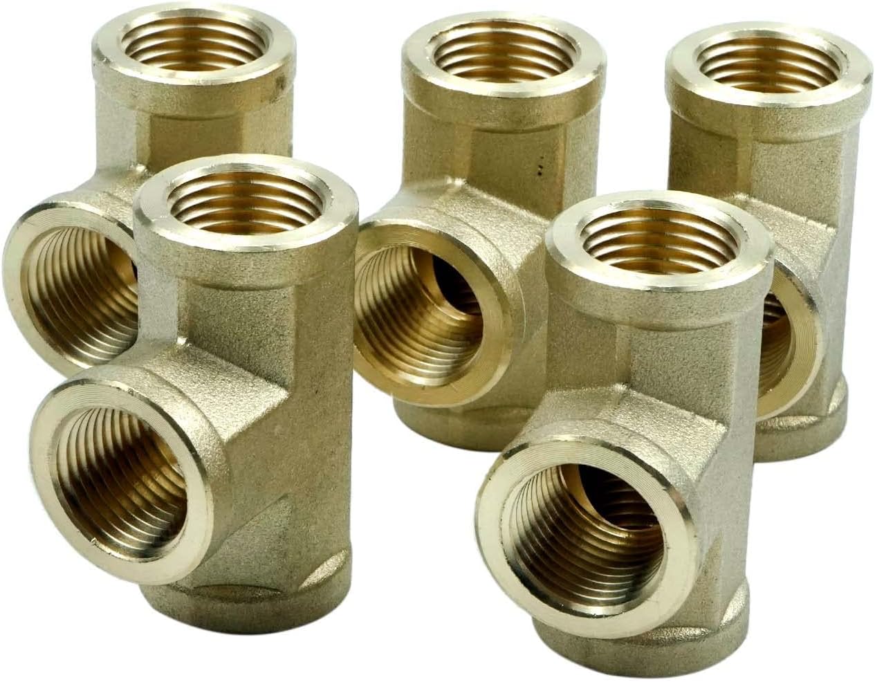 Amazon.com: NPT Female Pipe Fittings Brass Tee Fitting 1/4" NPT Female ...