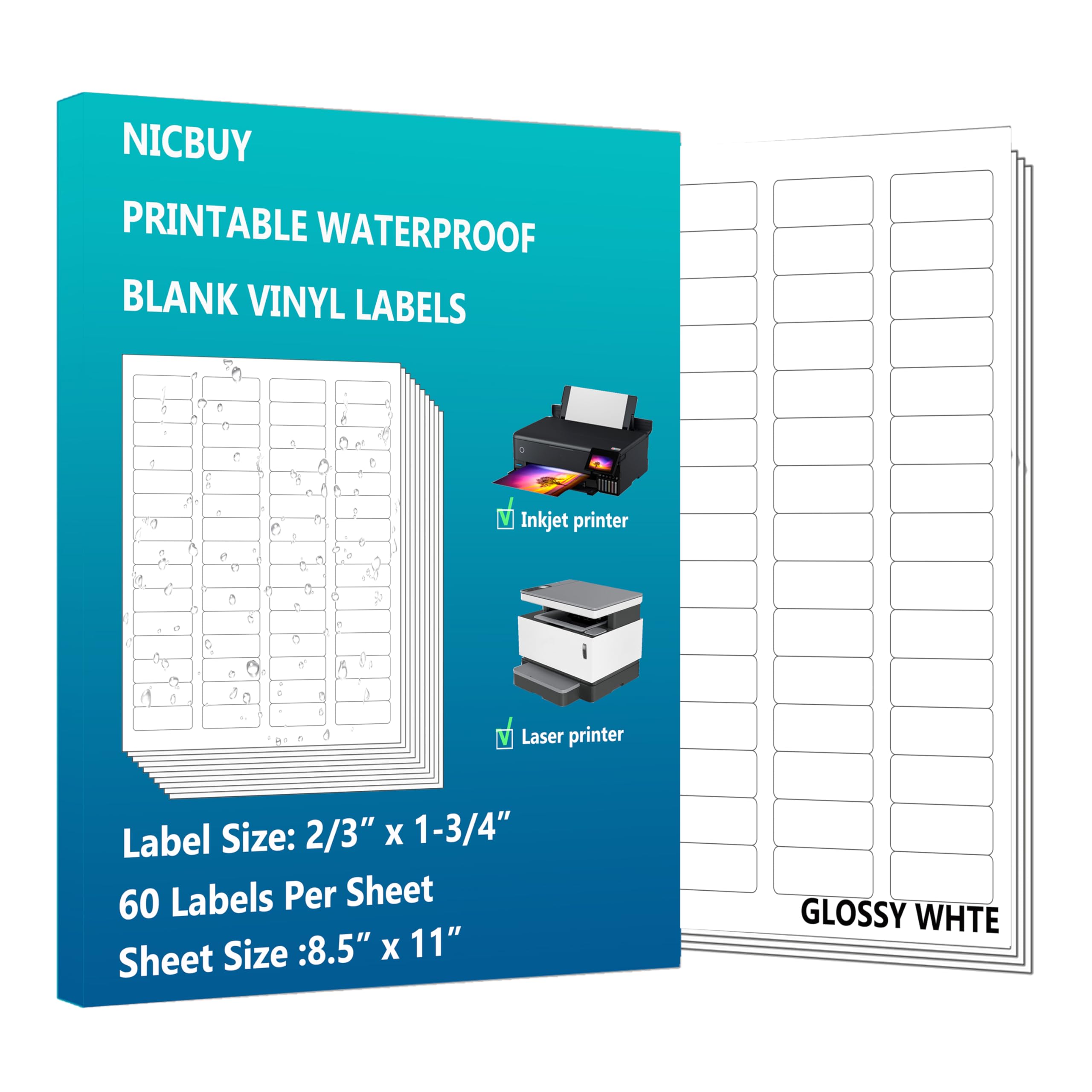 Amazon.com: Glossy White Waterproof Sticker Return Address Labels, 900 ...