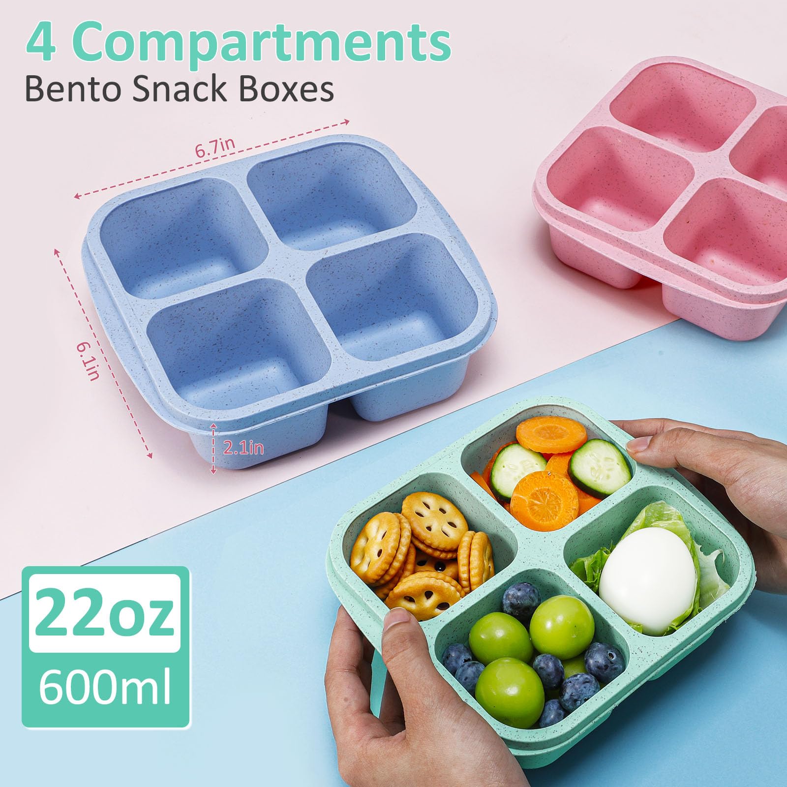 Snapklik.com : Caperci 4 Pack Bento Snack Boxes Lunchable Containers ...