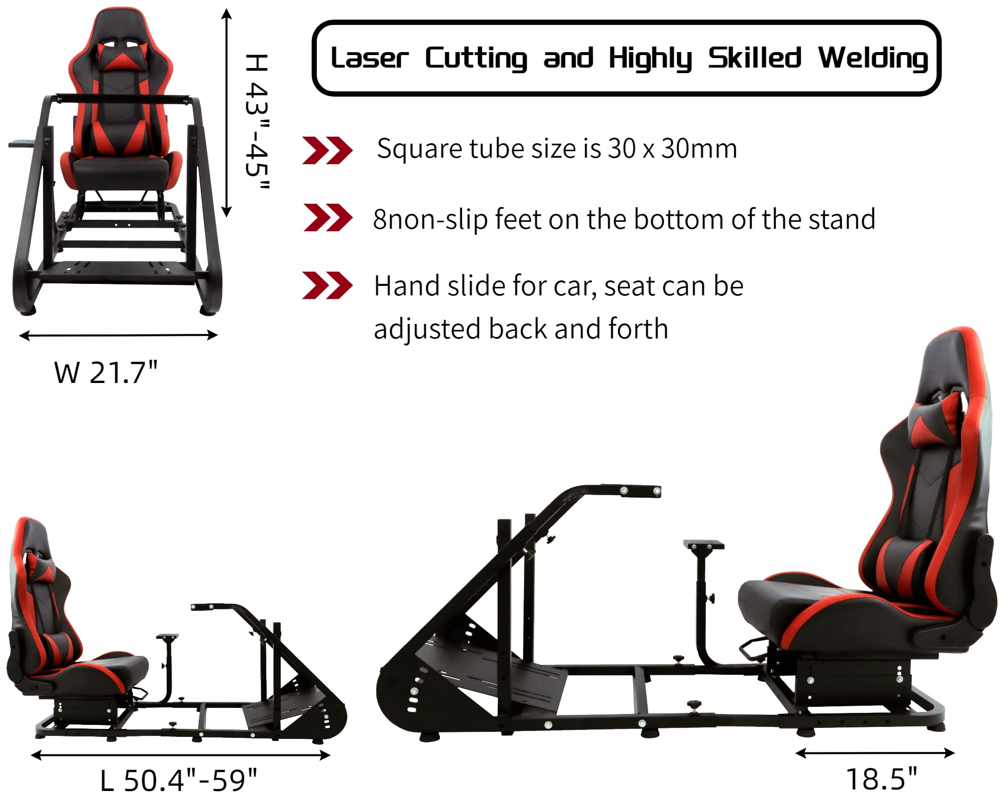 Snapklik.com : Marada Adjustable Racing Simulator Cockpit Frame