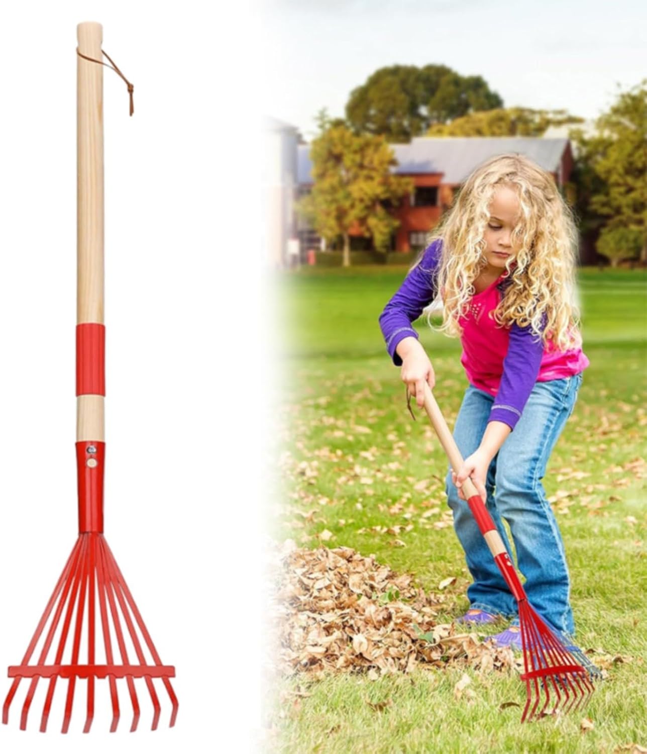 Amazon.com: Kids Rakes with Hardwood Handle Mini Garden Tools 28" Child ...