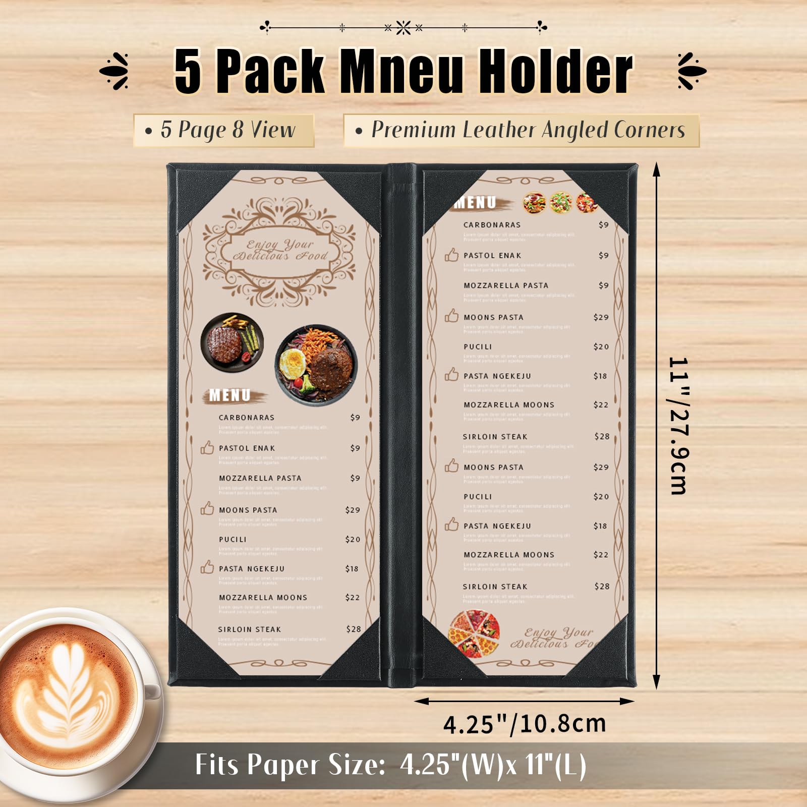 Snapklik.com : FLKQC Restaurant Menu Covers Holders 4.25" X 11" 5 Pack ...