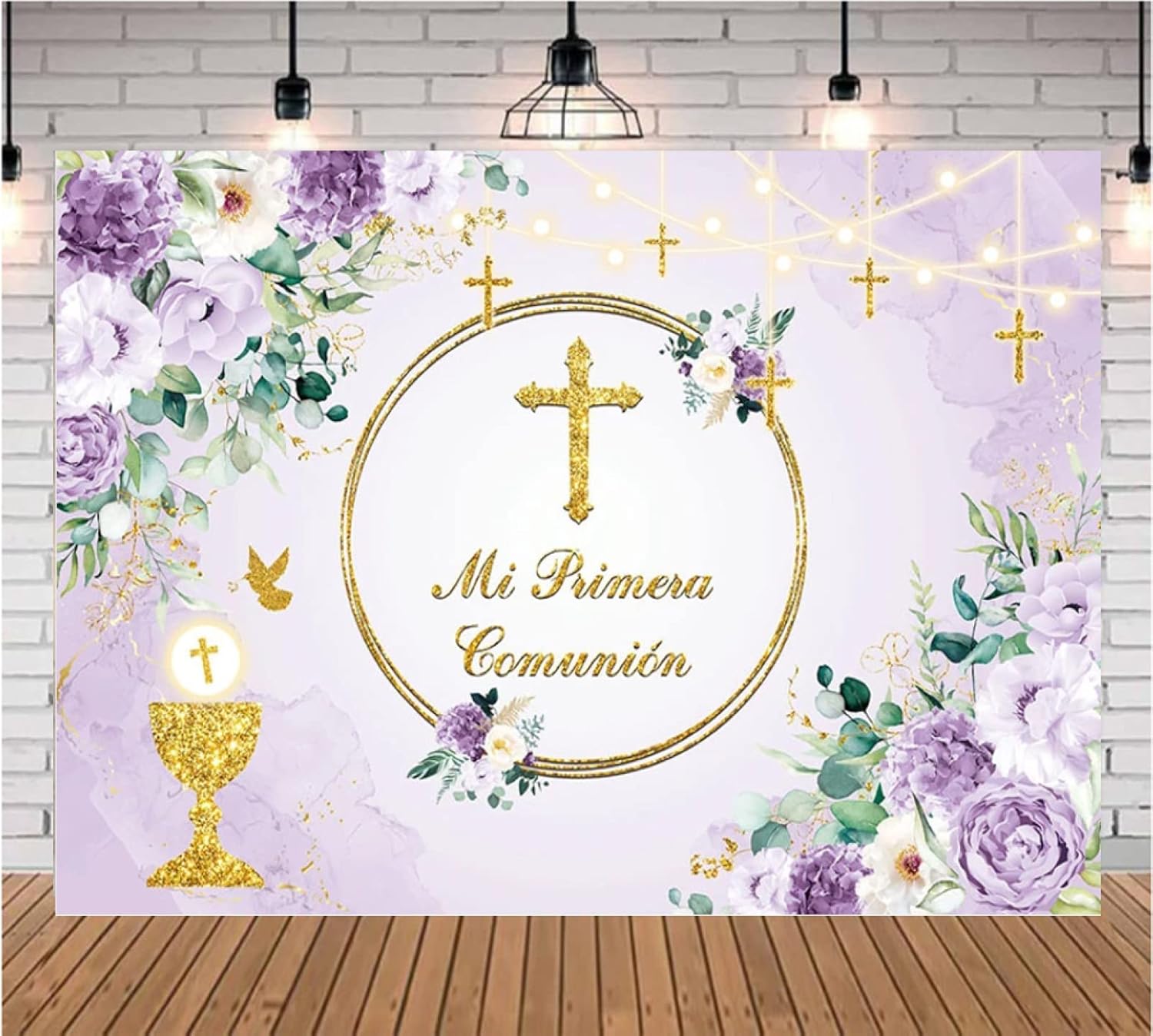 Amazon.com : Baptism First Communion Backdrop Mi Primera Comunión ...