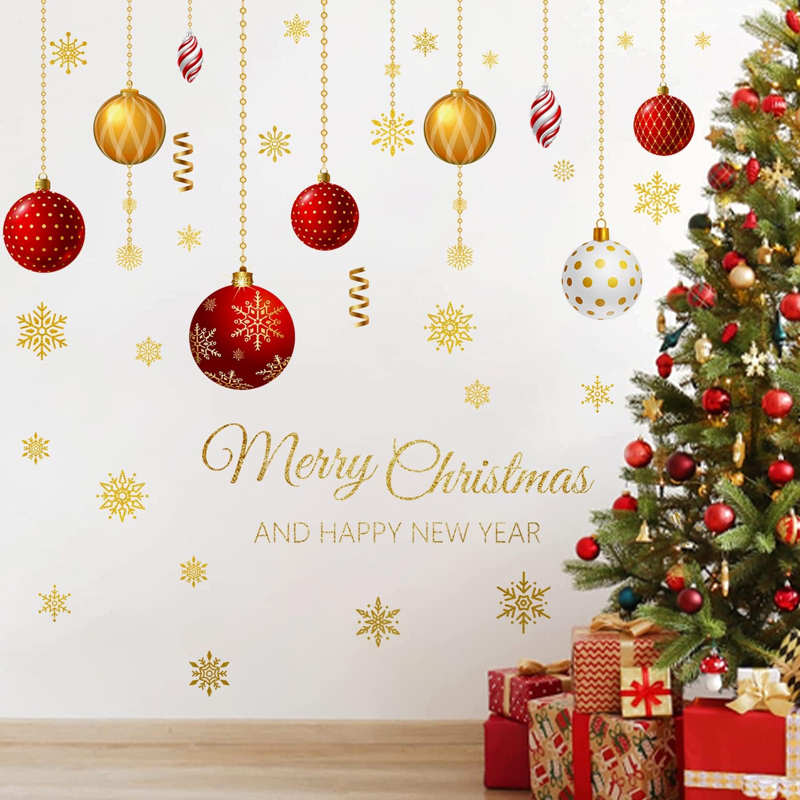 Amazon.com: Christmas Wall Decals Removable Christmas Wall Stickers ...