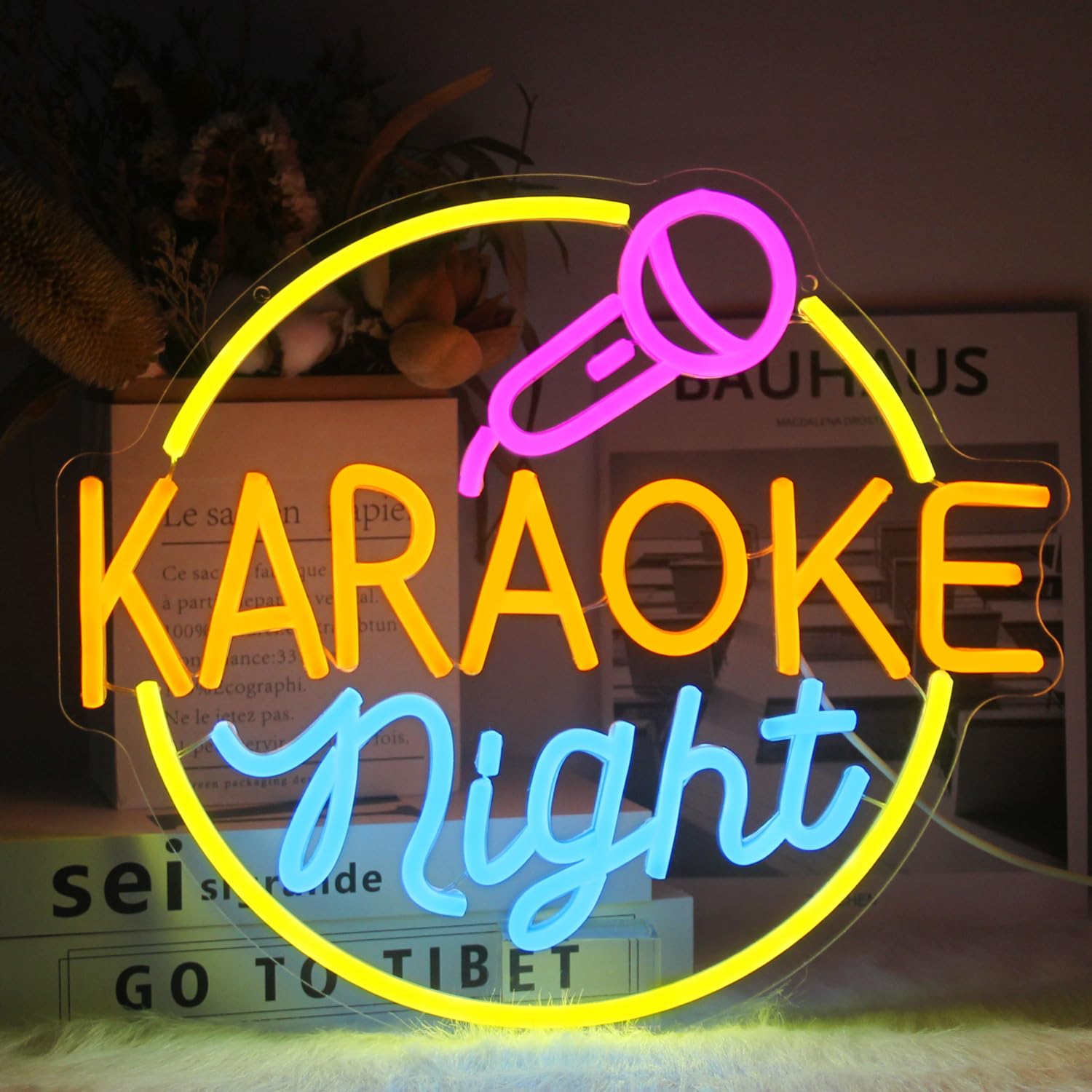 Amazon.com : CKTBLEY Karaoke Night Neon Sign Music Room Decor Karaoke ...