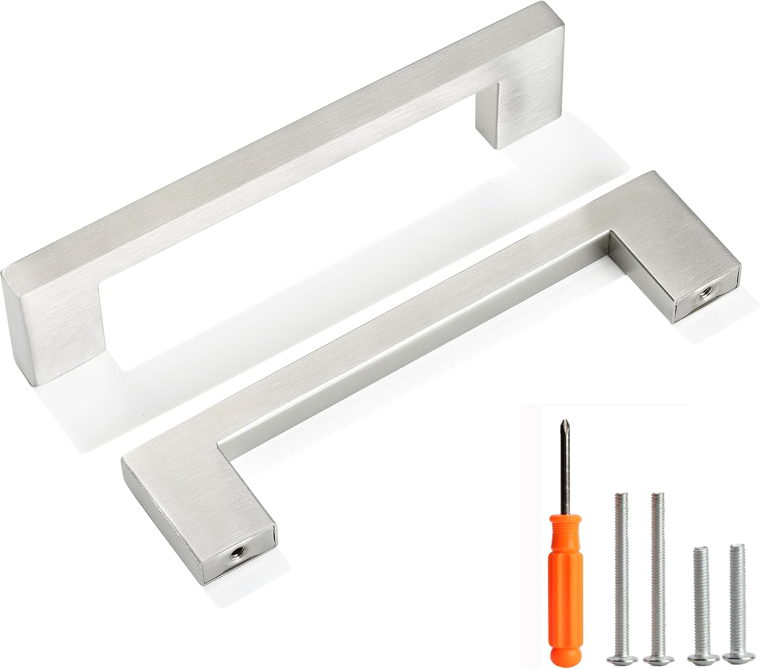 Redunest Cabinet Pulls Brushed Nickel Cabinet Handles Square Drawer Pulls, 10 Pack 3-3/4 Inch ...