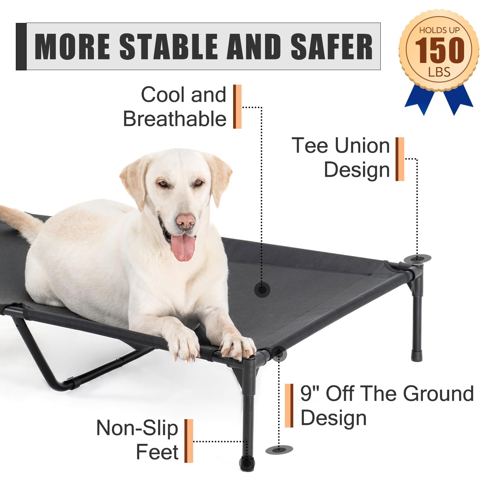 Garnpet Elevated Dog Bed for Extra Large Dogs, Raised Dog Cot Beds Fits ...