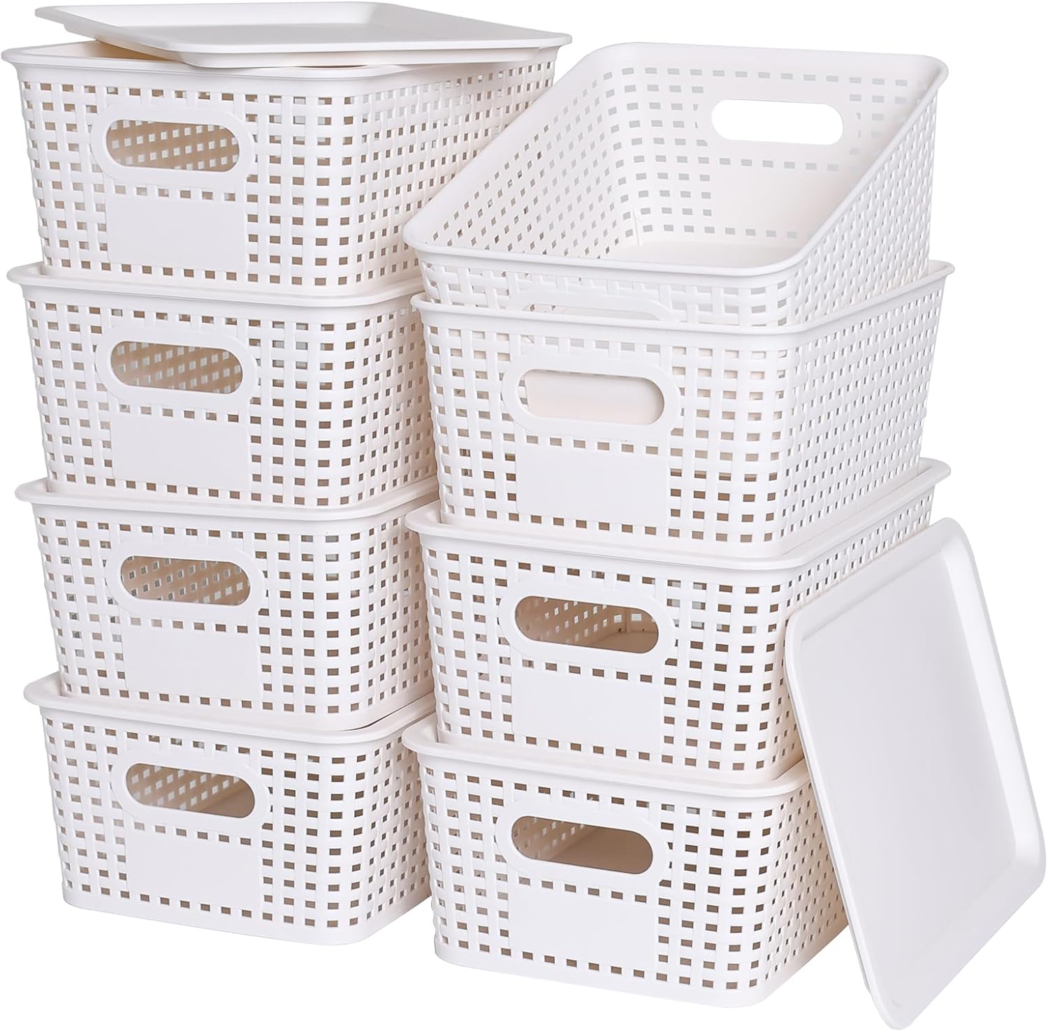 Amazon.com - Plastic Storage Baskets with Lid - Plastic Storage ...