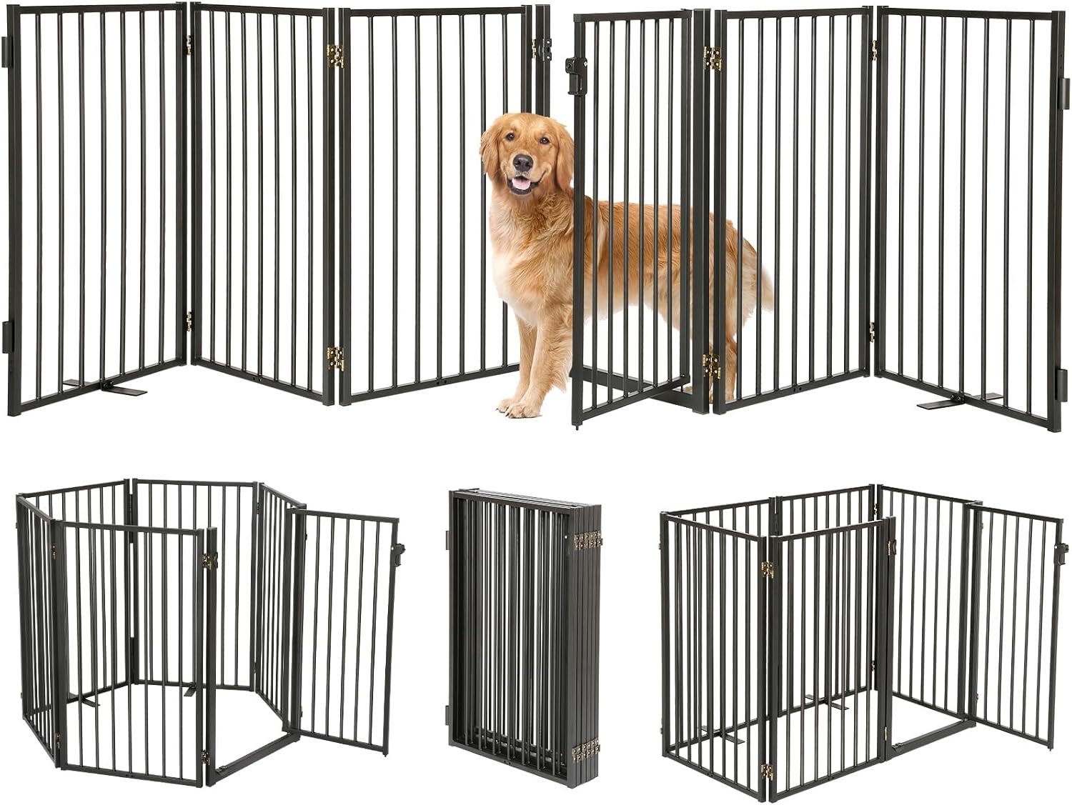 Amazon.com: Paulmele Metal Freestanding Dog Gates with Door for Outdoor ...