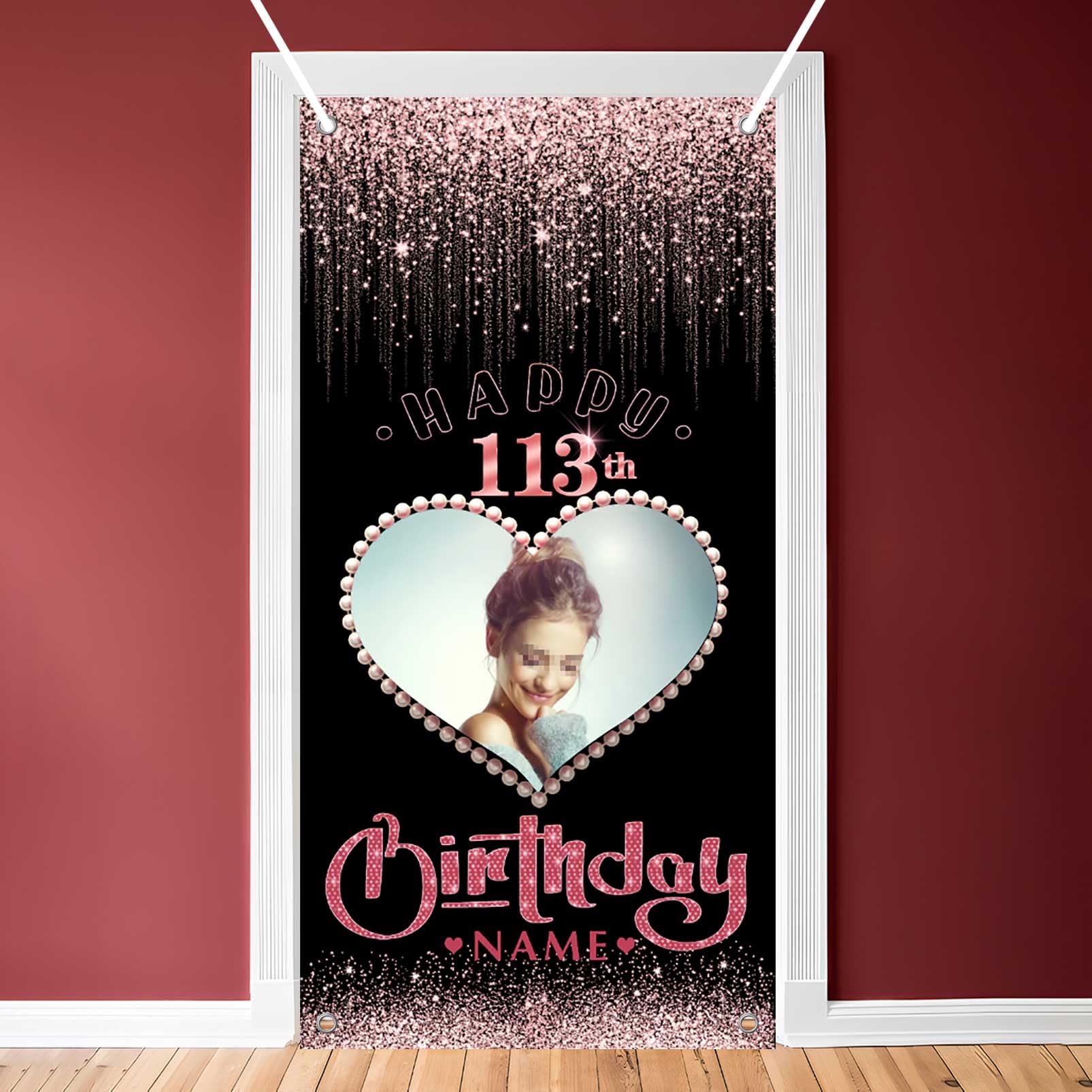 Snapklik.com : Dicodes Custom Black And Pink 113th Happy Birthday Door ...