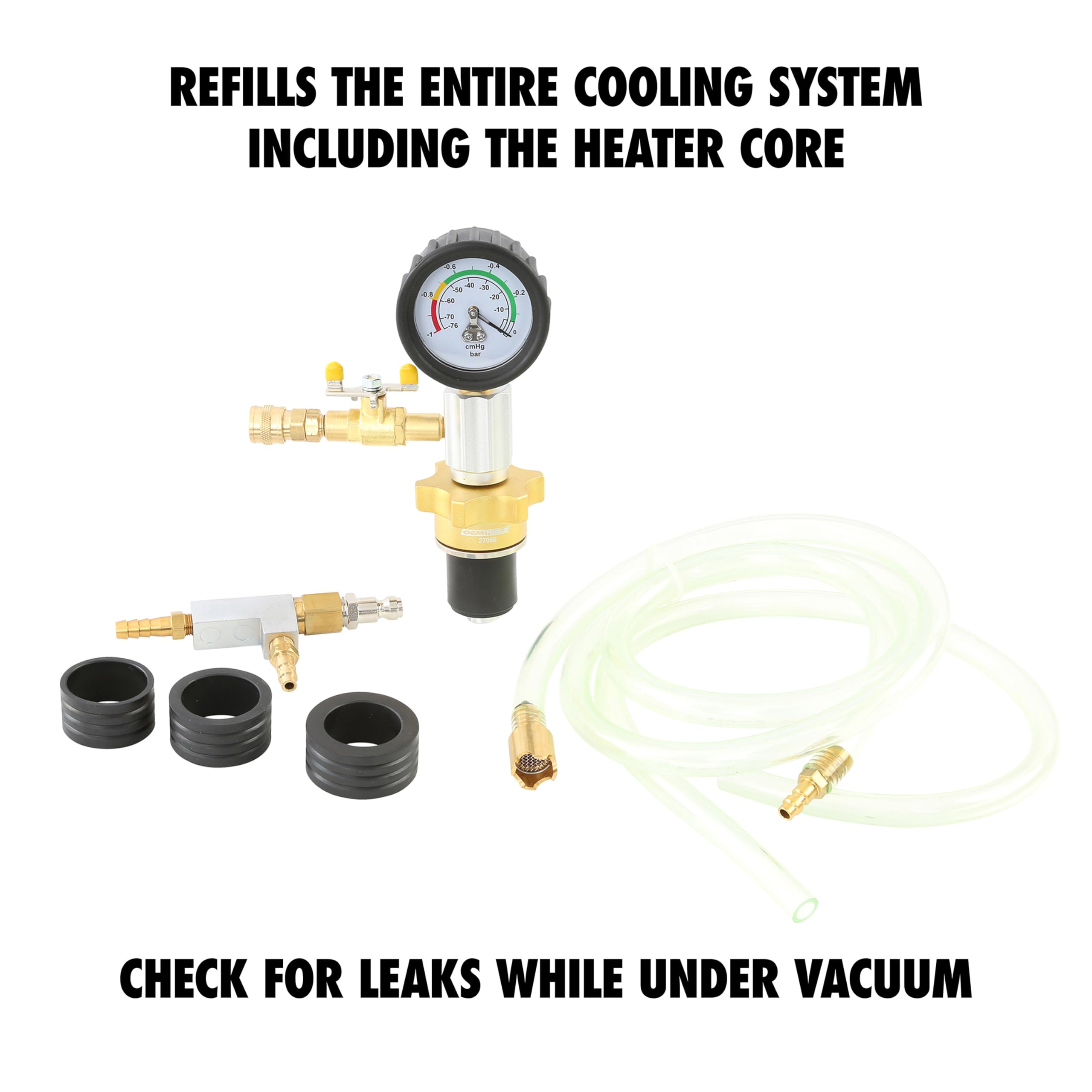 Snapklik 27066 Coolant System Refiller Kit 3 Adapters Remove Air