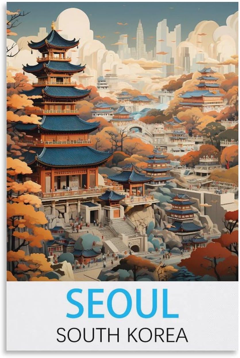 Amazon.com: HWJUEICG Seoul South Korea Vintage Travel Poster 08x12inch ...