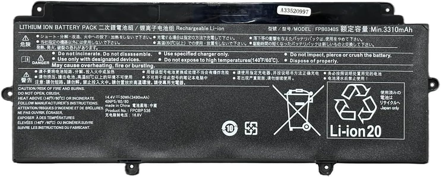 Amazon.co.jp: FPB0340S 14.4V 3310mah Fujitsu LifeBook U938 U937 U939 ...