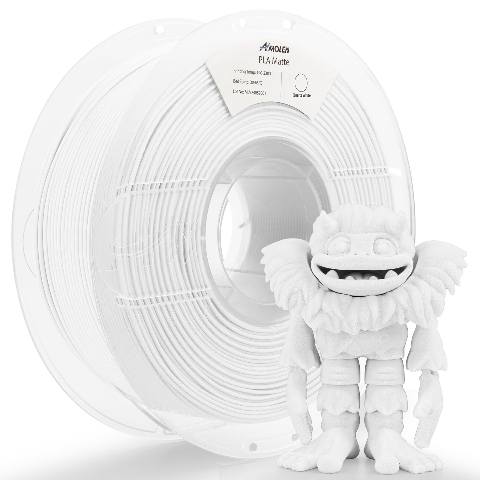 Amazon.com: AMOLEN PLA Matte 3D Printer Filament,Quartz White PLA ...