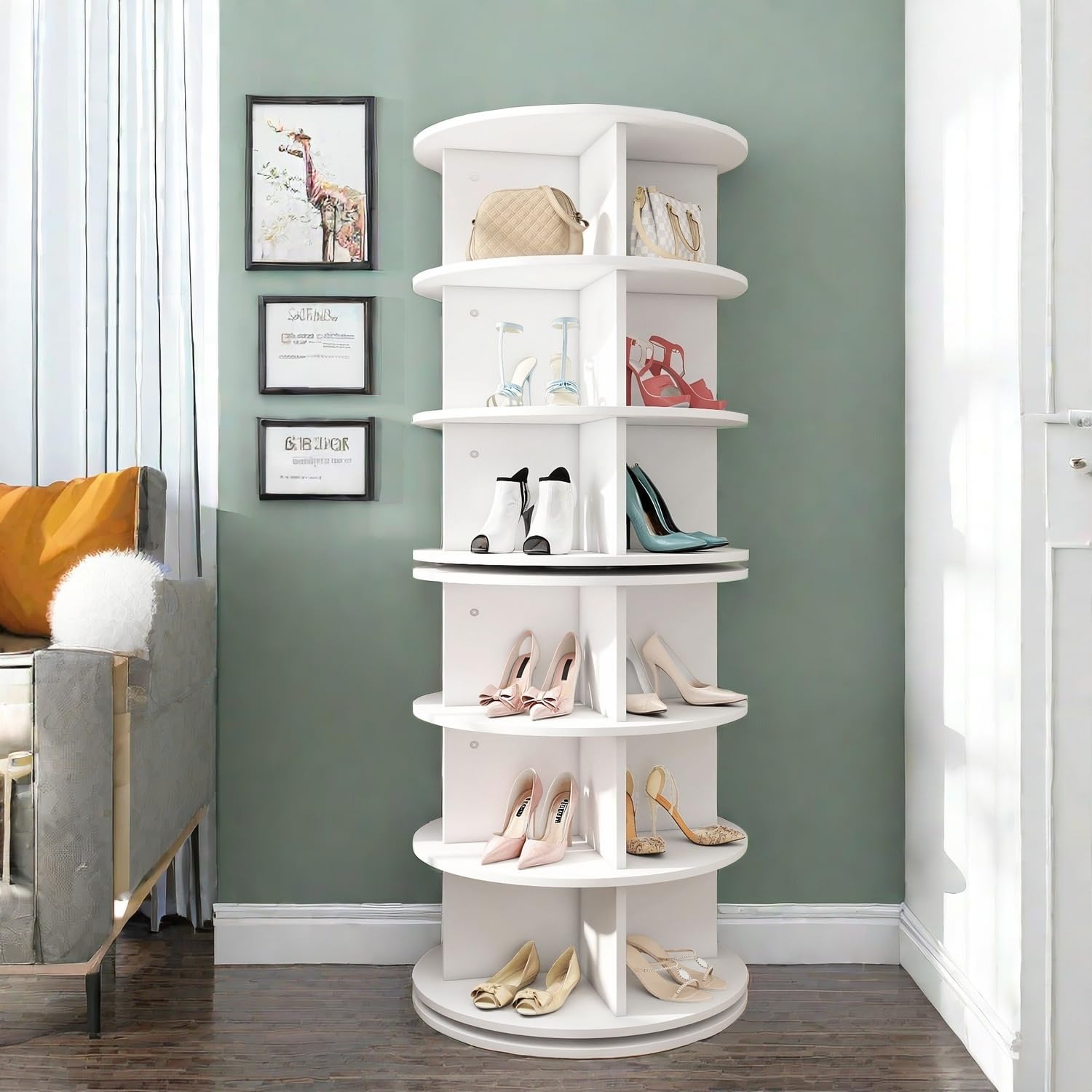 Amazon.com: YITAHOME Rotating Shoe Rack Tower, Round Spinning Shoe ...