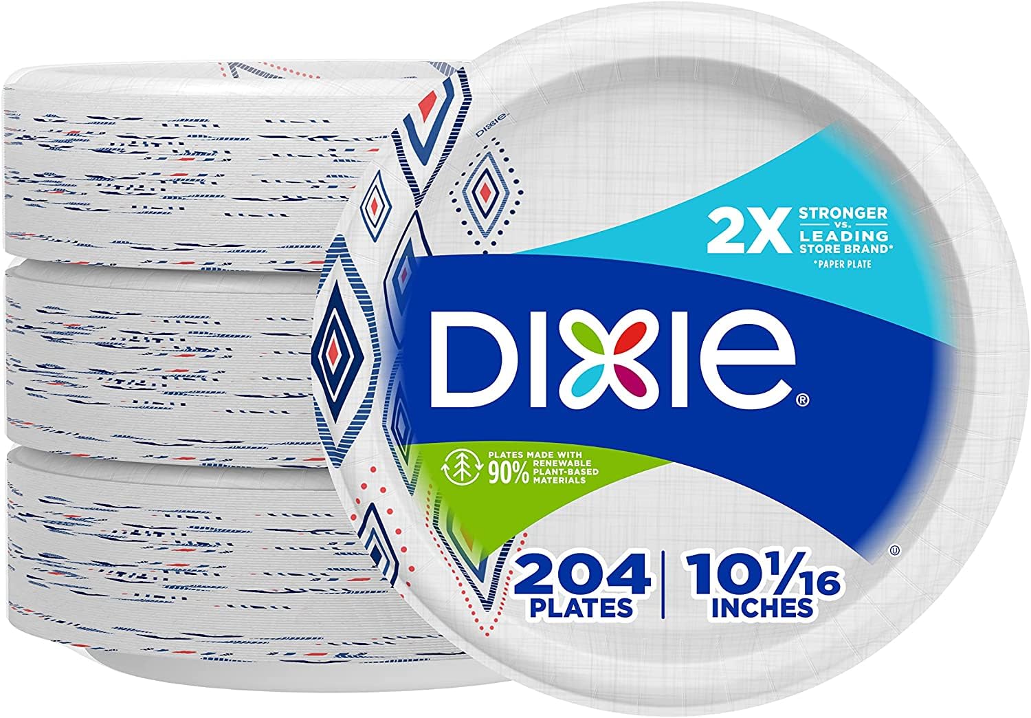 Dixie Paper Plates, Dinner Size Printed Disposable Plate, 204 Count, 10 ...