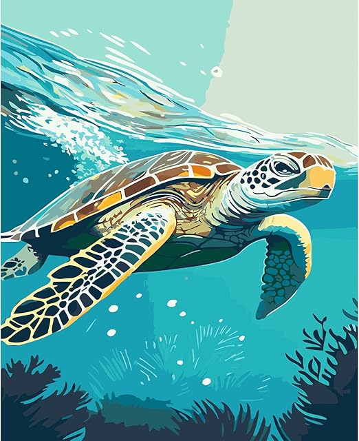 Amazon.com: Artunion Sea Turtle Paint by Numbers for Adults Beginner ...