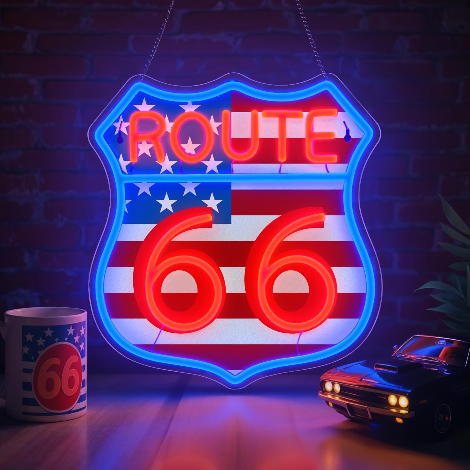 Route 66 Neon Signs for Wall Decor, Route 66 Neon Sign for Garage Decor ...