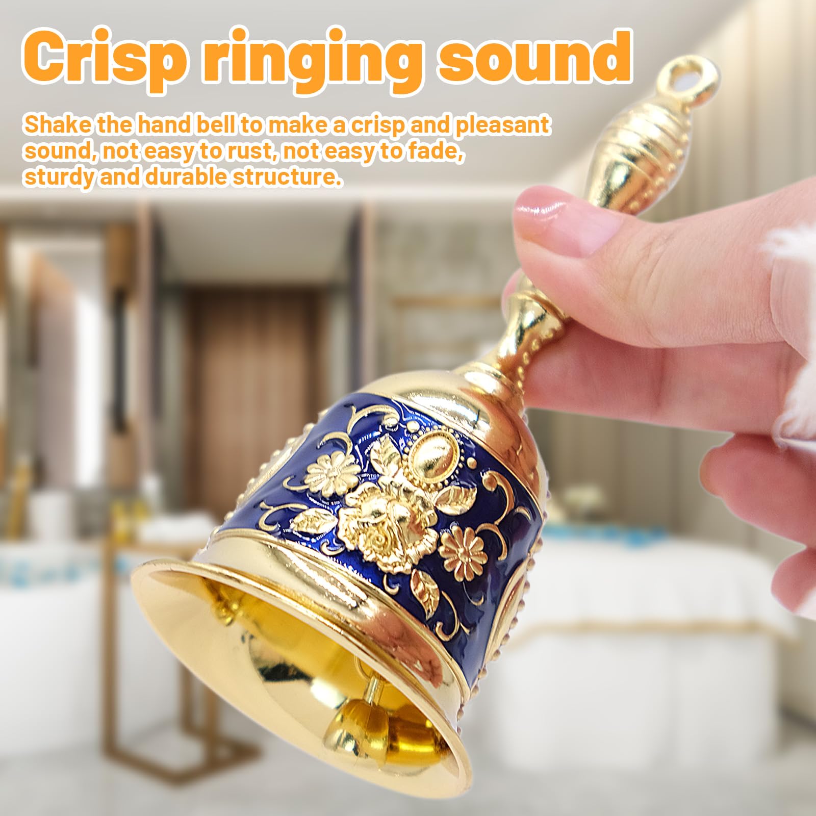 Hand Bell, Metal Elegant Carved Dinner Bell, Loud Service Bell Desktop ...