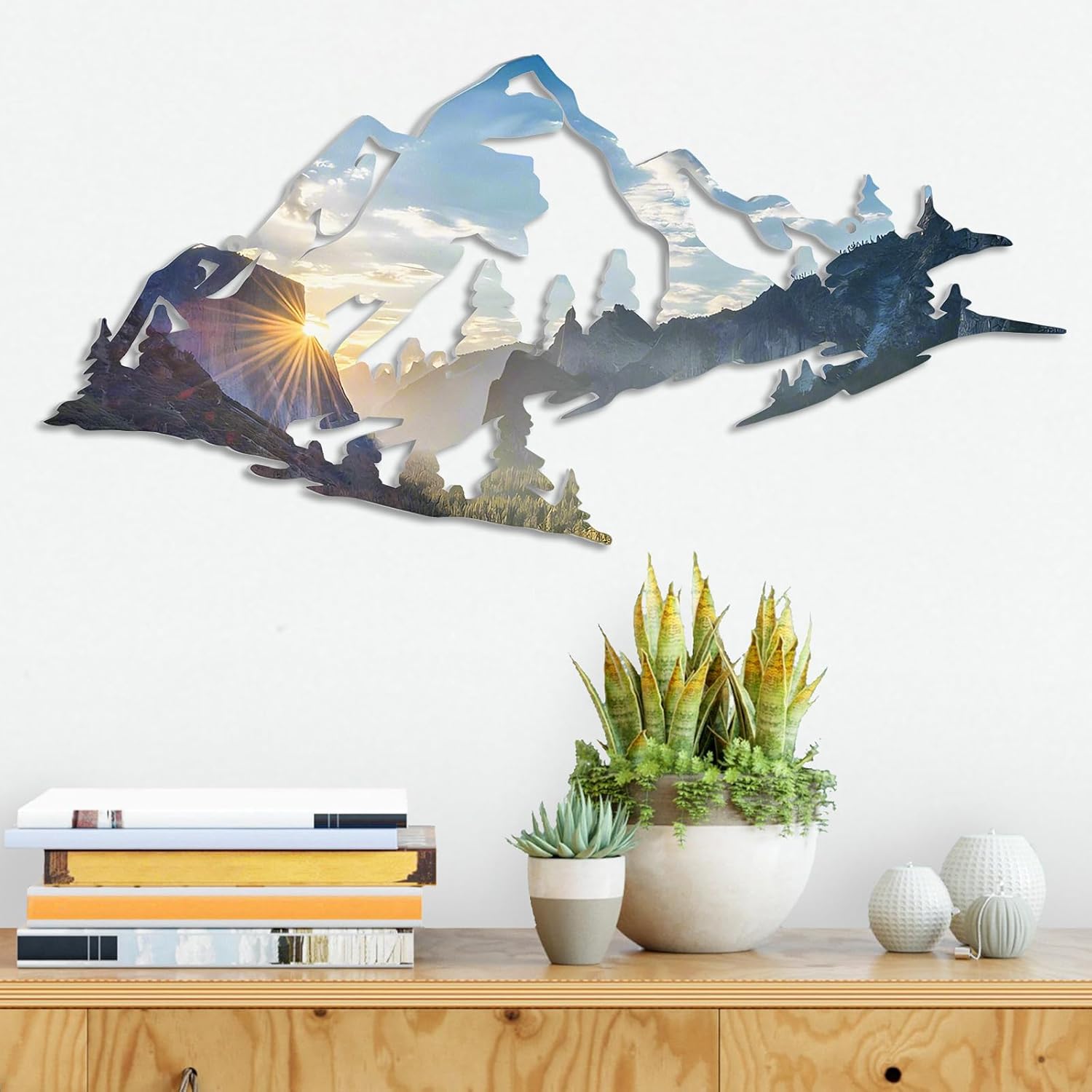 Amazon.com: Blulu Mountain Range Metal Wall Art 15.75 Inch Nature ...