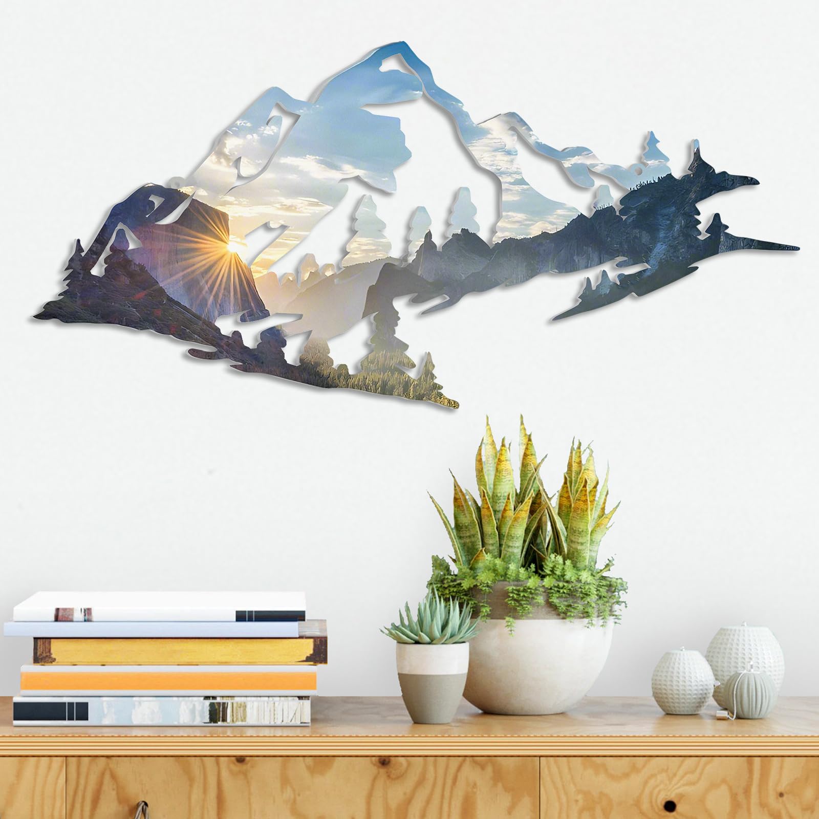 Amazon.com: Blulu Mountain Range Metal Wall Art 15.75 Inch Nature ...