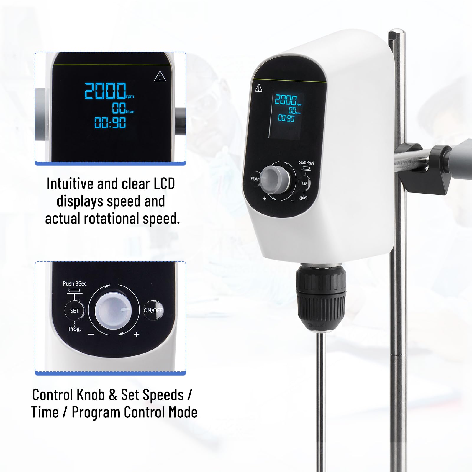 Snapklik.com : Overhead Stirrer 20L, Electric Lab Mixer 100-2000RPM ...