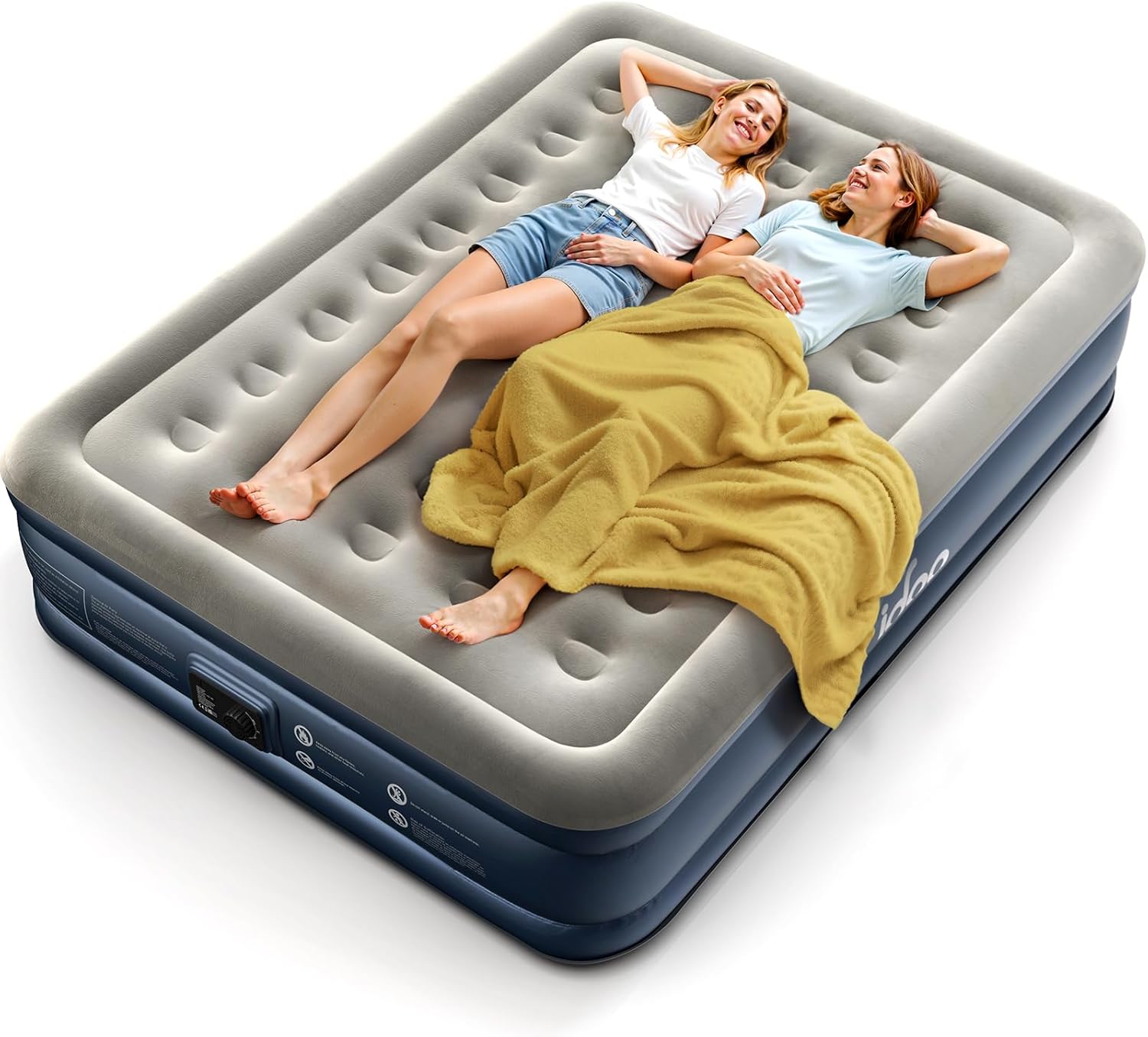 iDOO Queen Size Air Bed, Inflatable Bed with Built-in Pump, 3 Mins Quick Self-Inflation ...