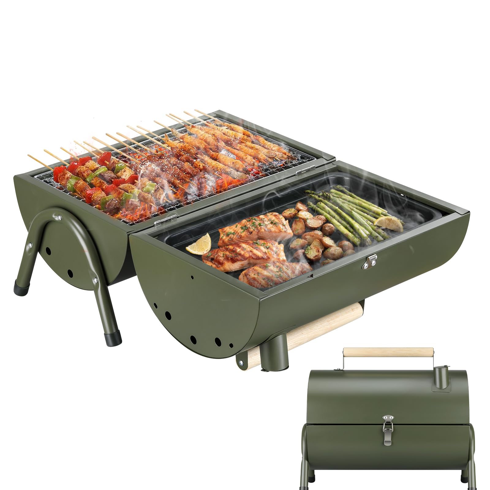 Amazon.com: MAISON HUIS Portable Charcoal Grill Two Side Carbon Griller ...