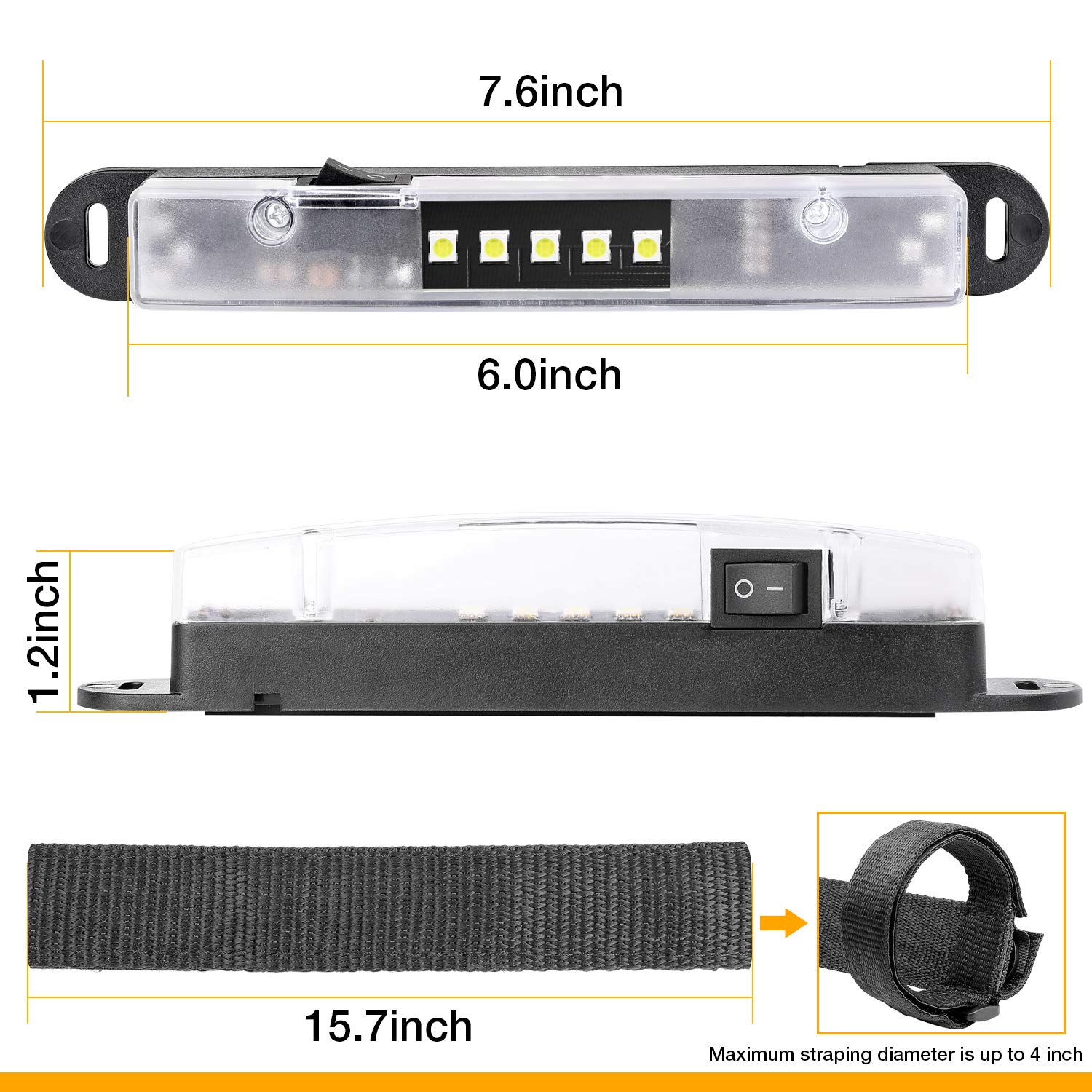 Snapklik.com : Niking Auto Universal Roll Bar LED Dome Light Utility ...