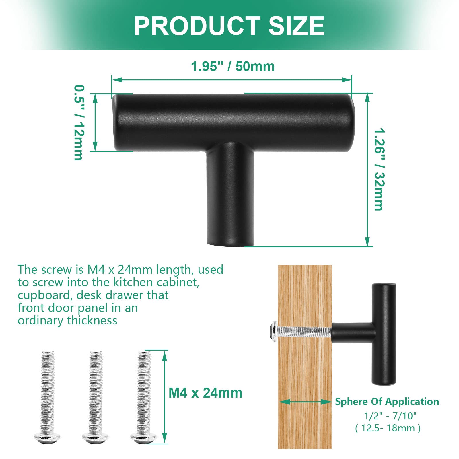 Snapklik.com : 25 Pack Matte Black Drawer Knobs, Kitchen Cabinet Knobs ...