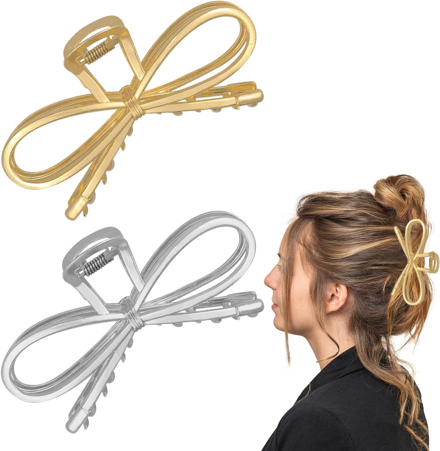 Amazon.com : FRUZJAY Butterfly Metal Hair Clips - Large Gold Claw Clips ...