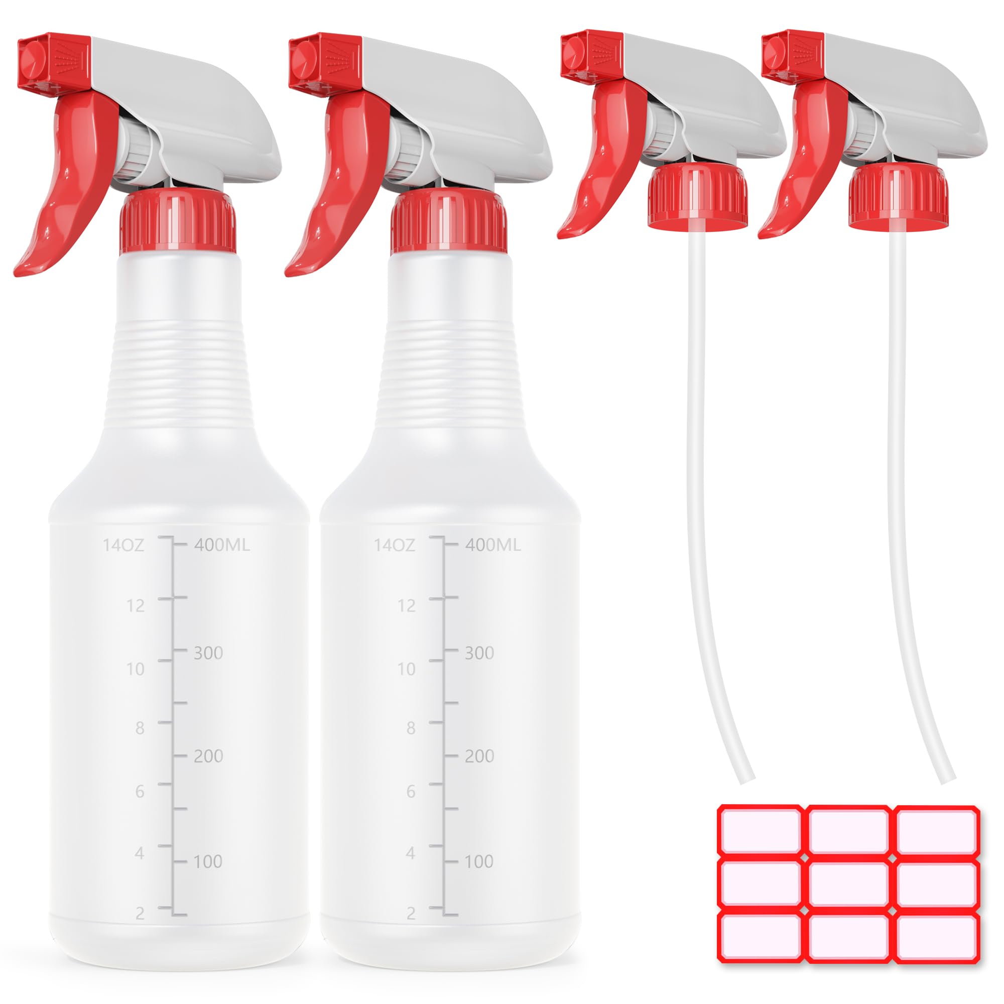 Amazon.com: Veco Spray Bottle (2 Pack&2 extra Nozzle,16 Oz) with ...