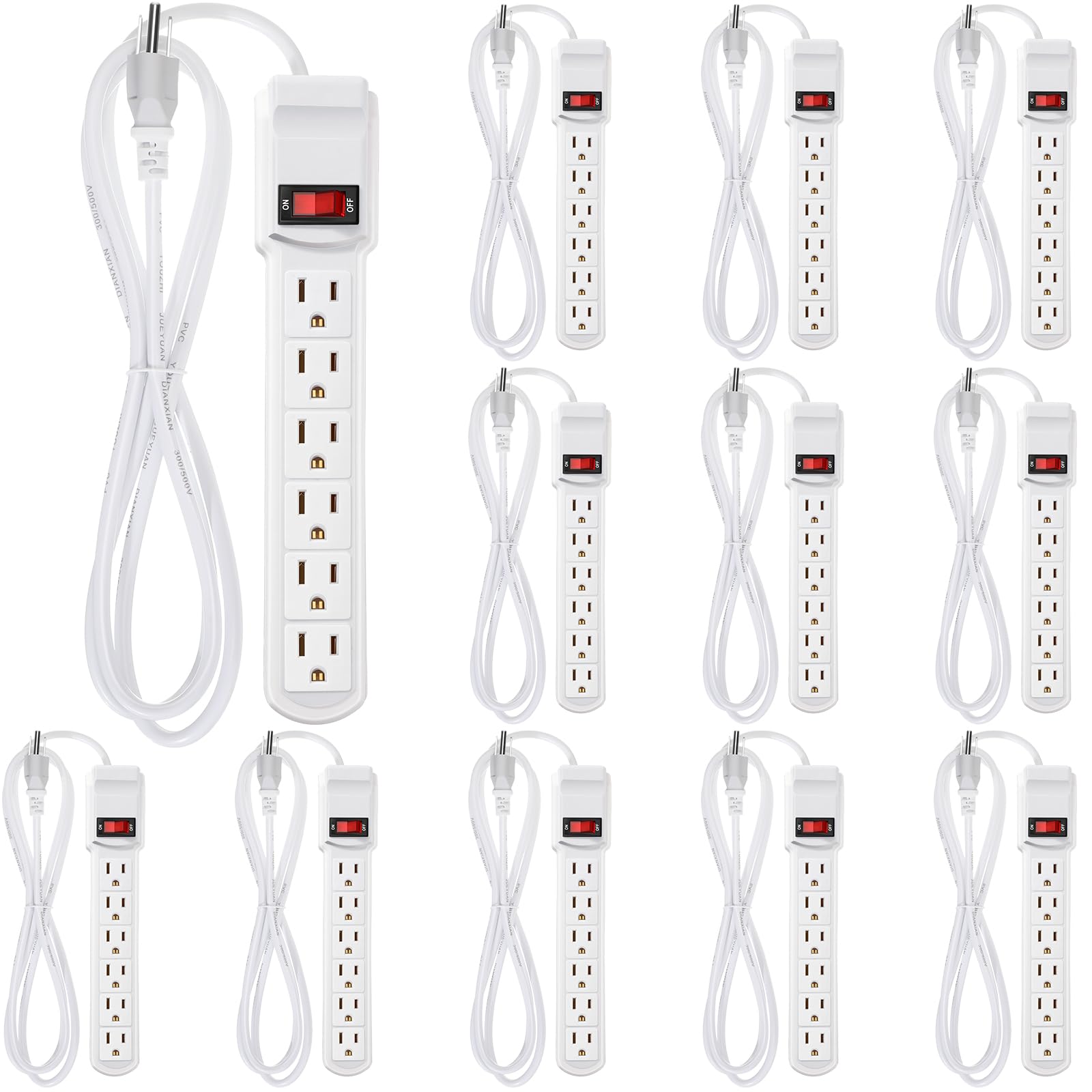 Amazon.com: Kanayu 12 Pcs 6 Outlet Surge Protector Power Strip 6ft Long ...